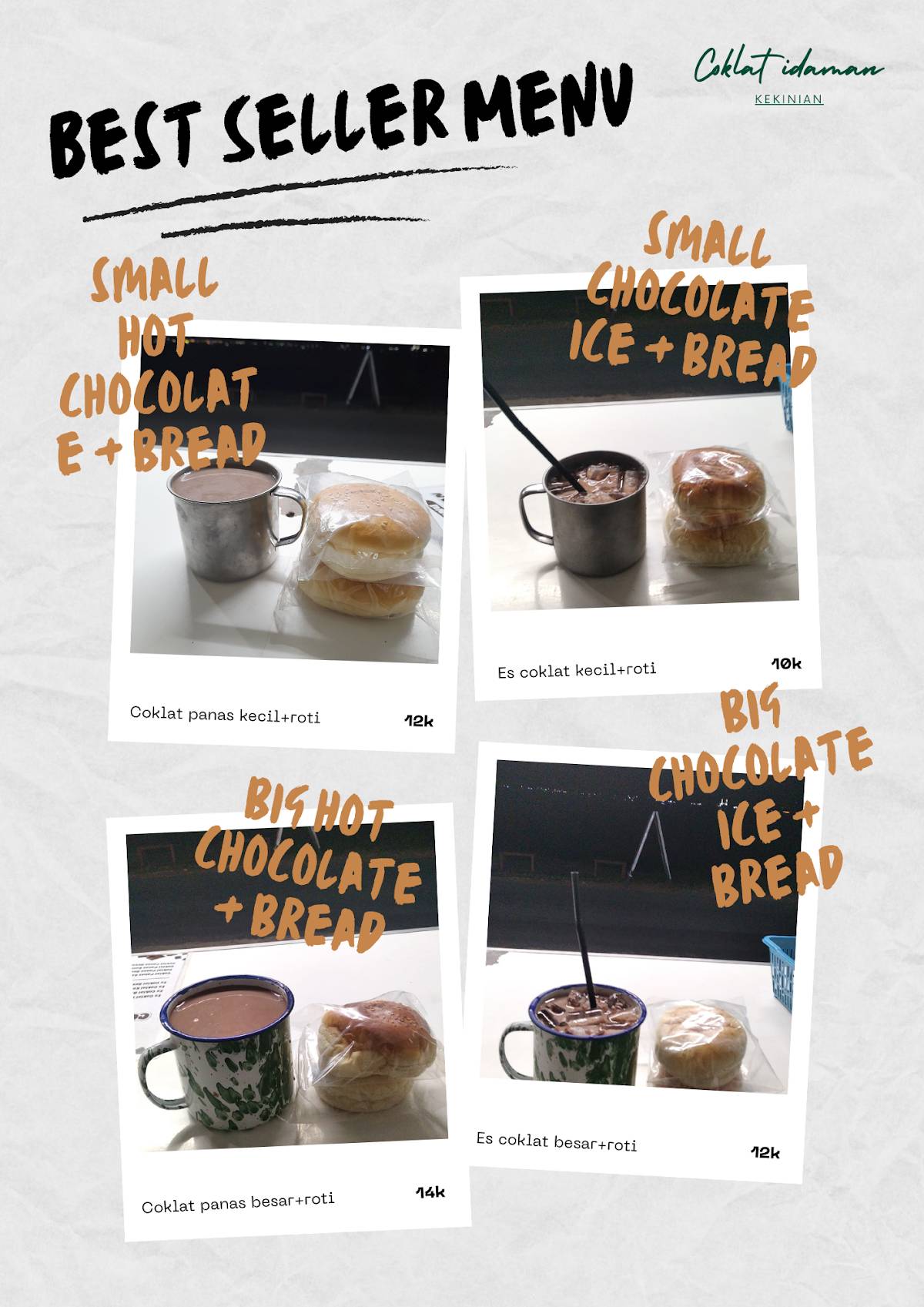 Menu at Es coklat idaman, Klaten