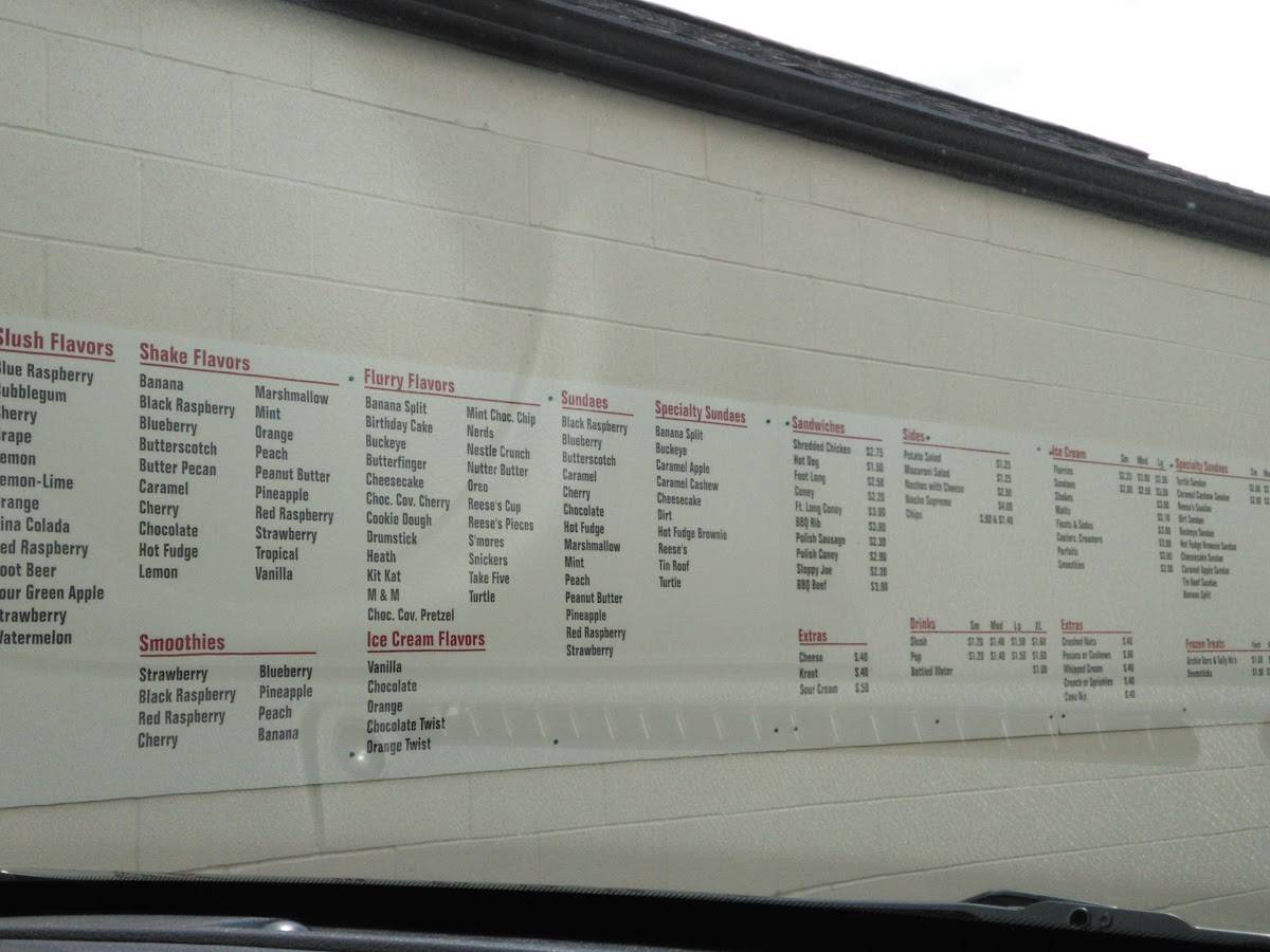Menu at Archie's Drive In fast food, Findlay