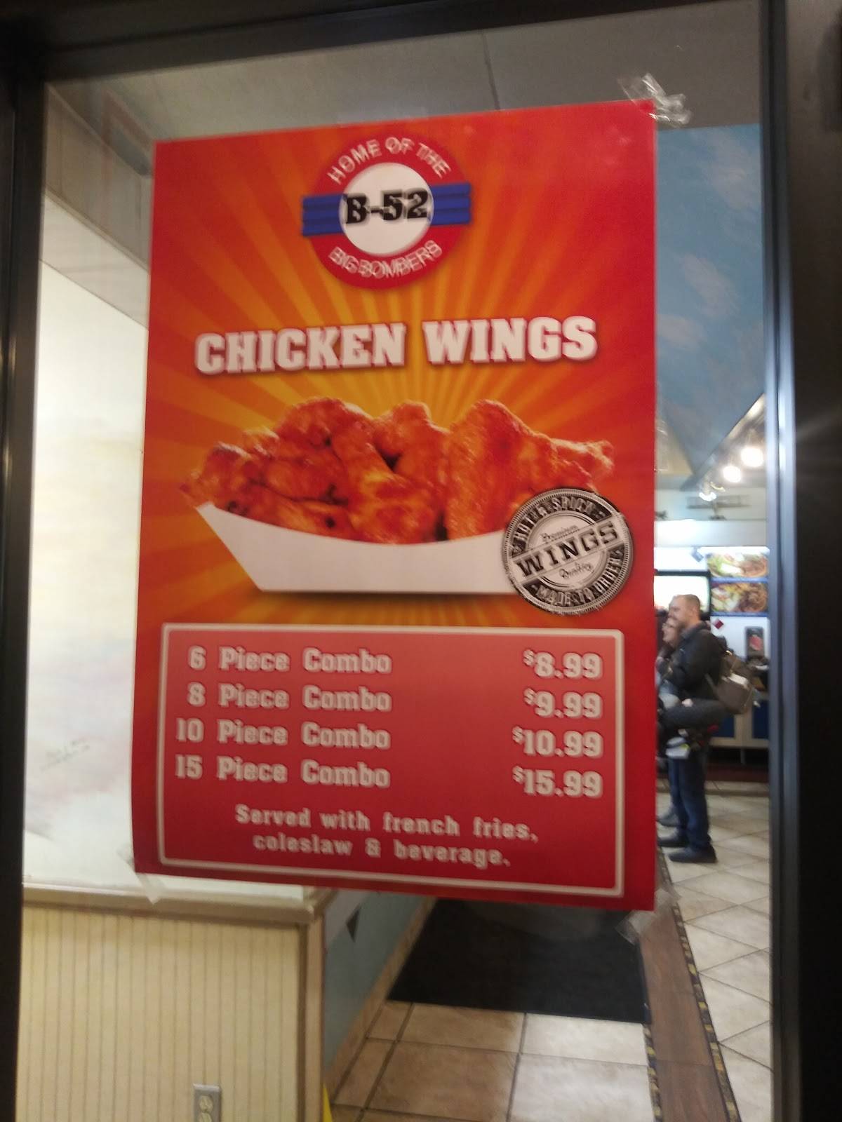 Menu at B52 Bombers fast food, Menomonee Falls
