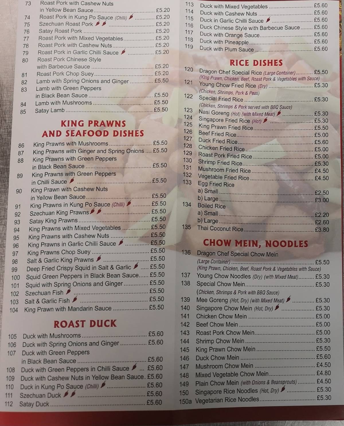 Menu at Dragon Chef fast food, Bristol, 42 Belland Dr