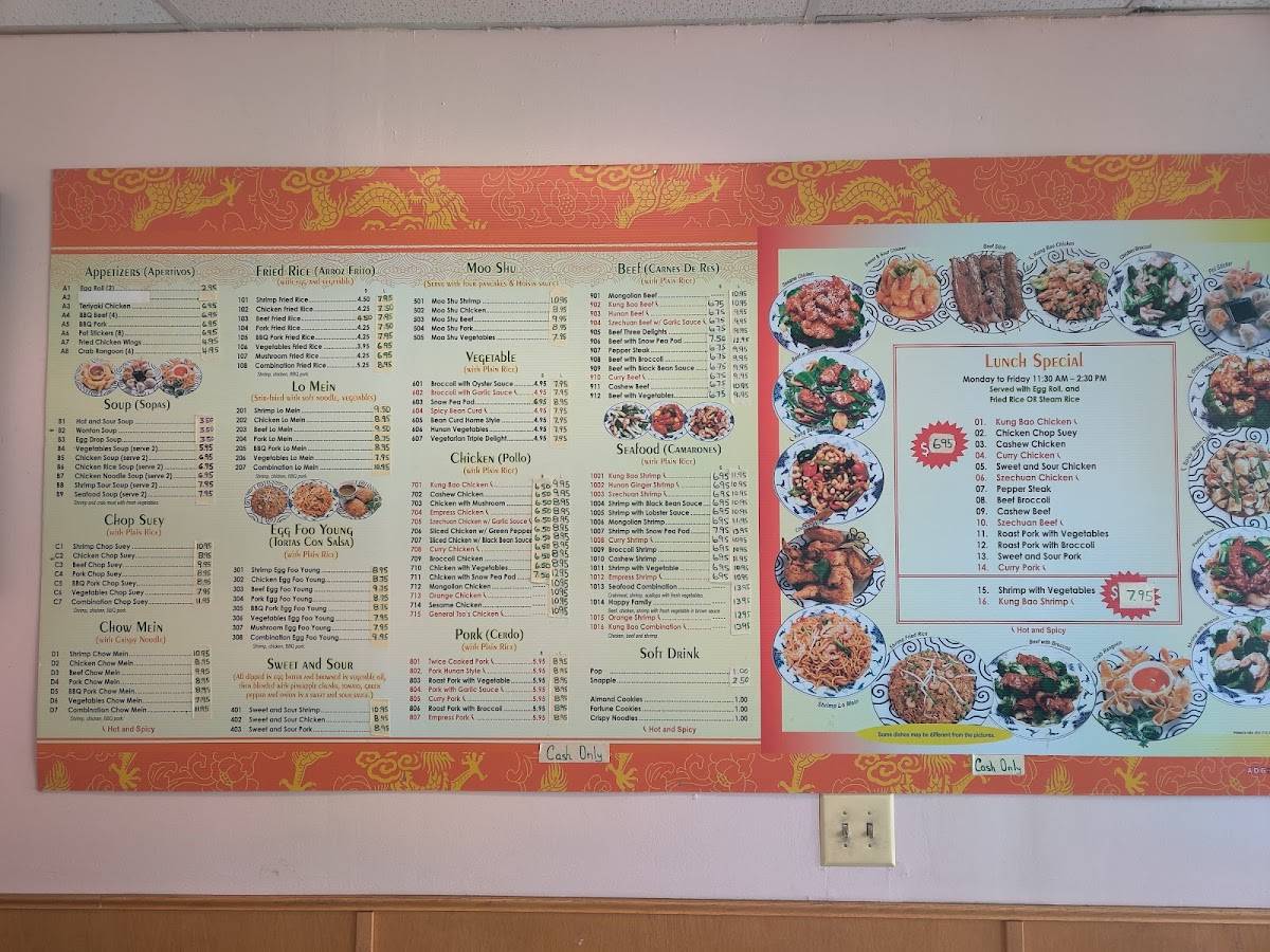 Menu at Dragon Gate fast food, Chicago