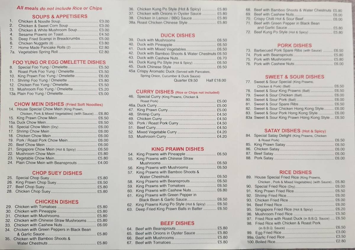 Menu at Golden Rice Bowl fast food, Northampton