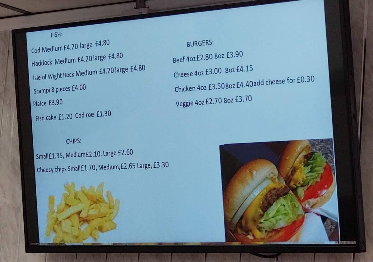Menu at Terry's fast food, Ryde
