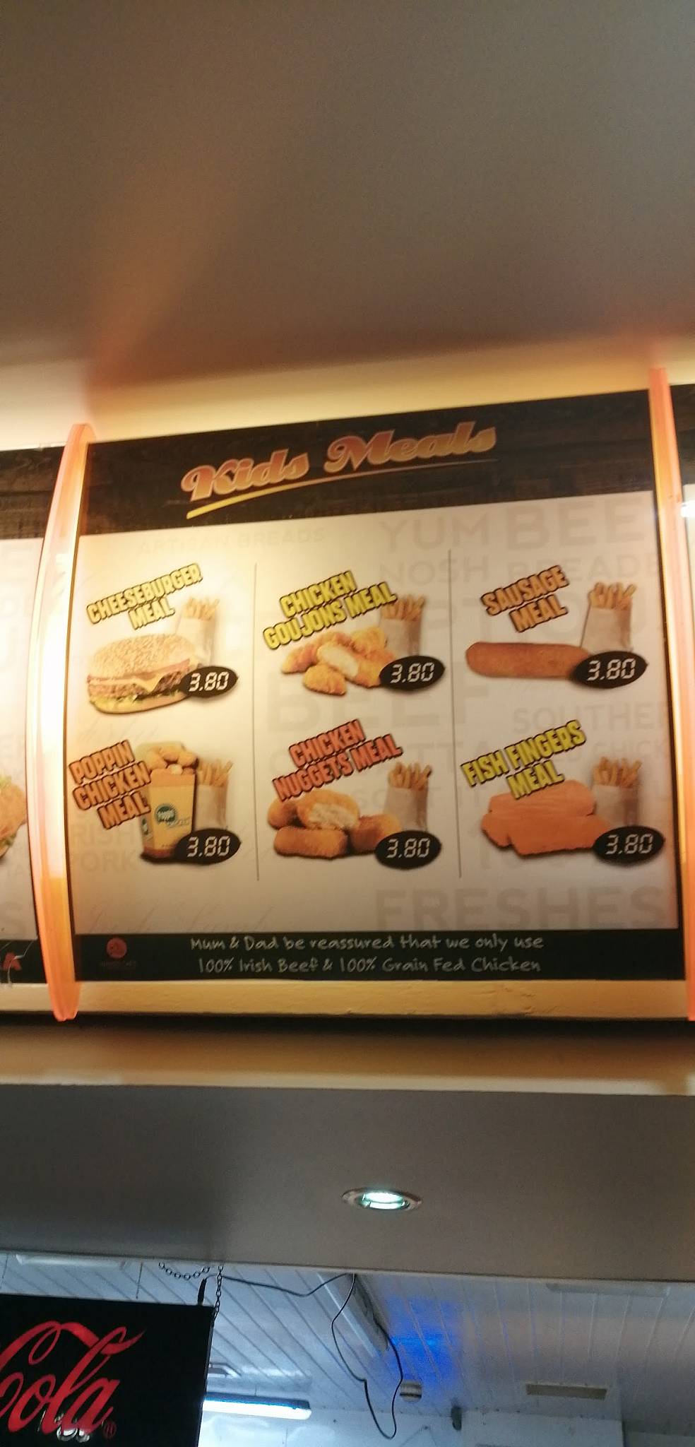 Menu at Waves fast food, Randalstown