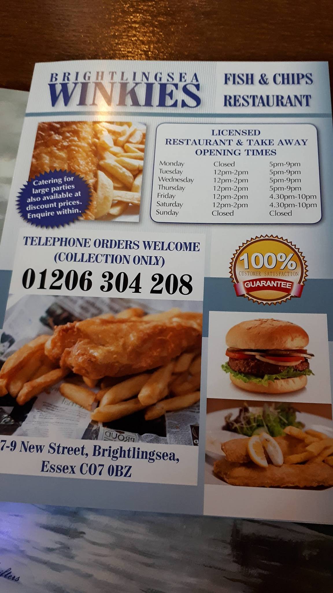 Menu at Winkies fast food, Brightlingsea