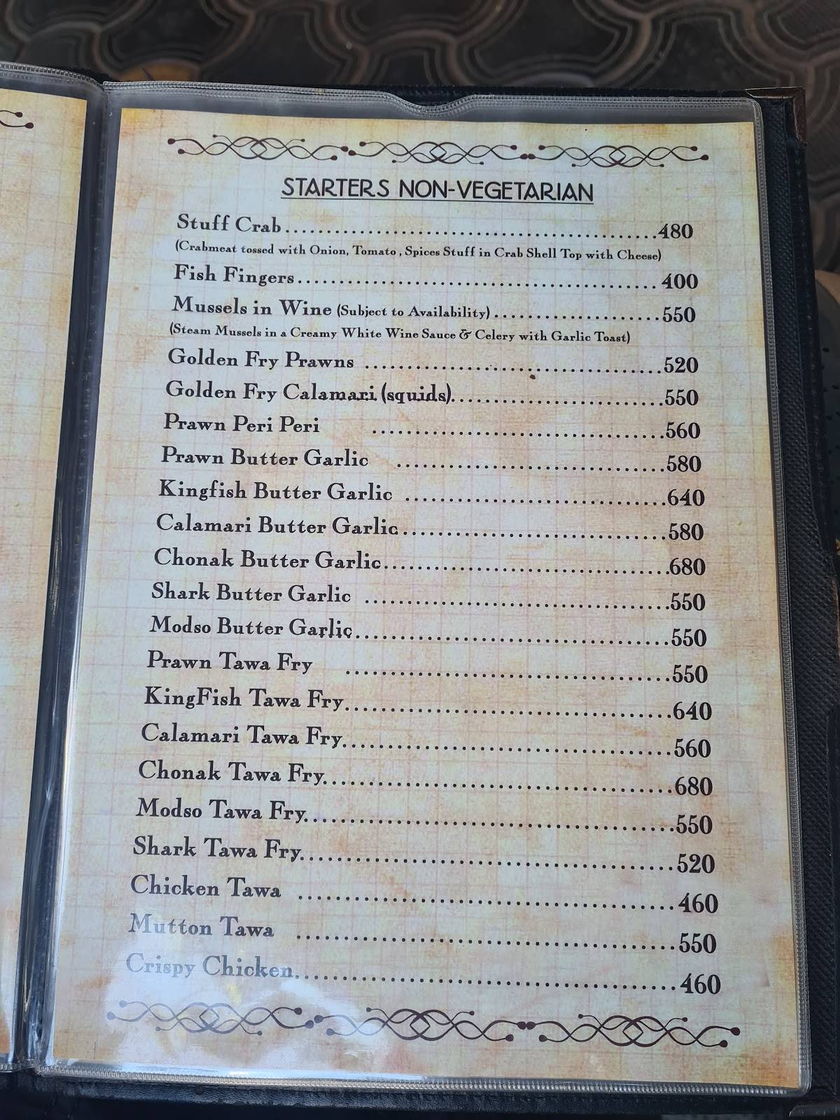 Menu at Fat Fish, Arpora, Calangute - Arpora Rd