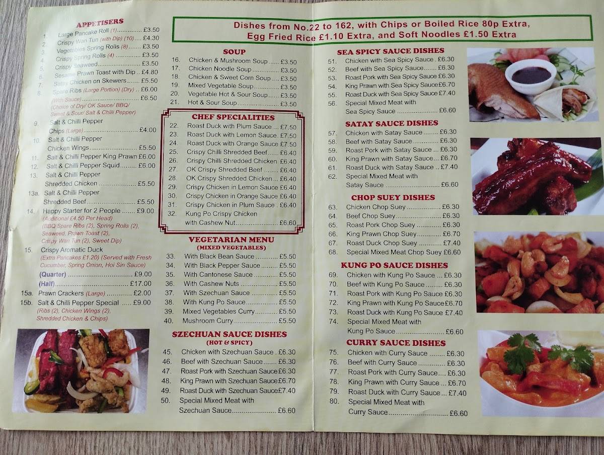 Menu at Golden Dragon restaurant, Filey