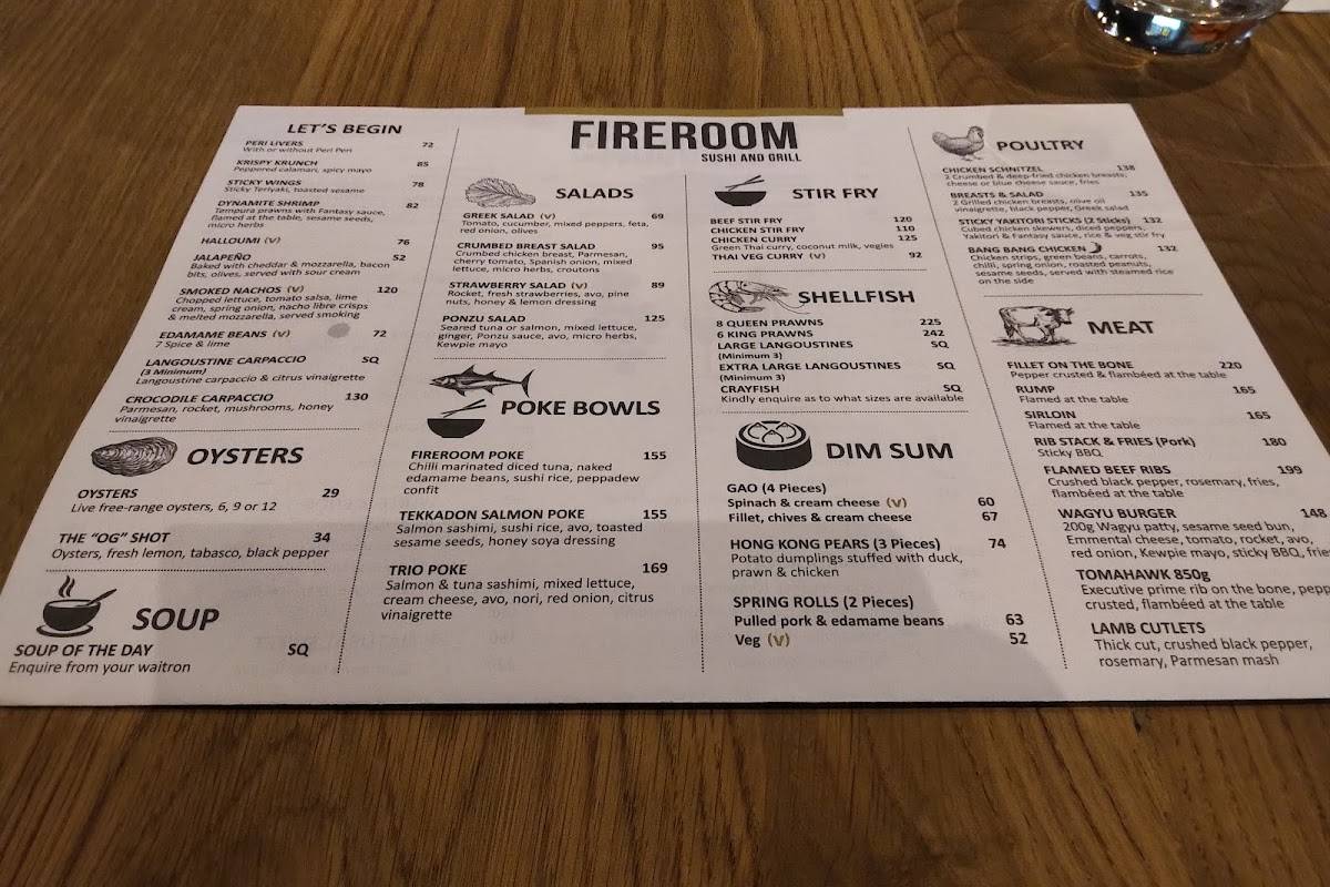 Speisekarte von Fireroom Bedfordview restaurant, Boksburg, Village View ...