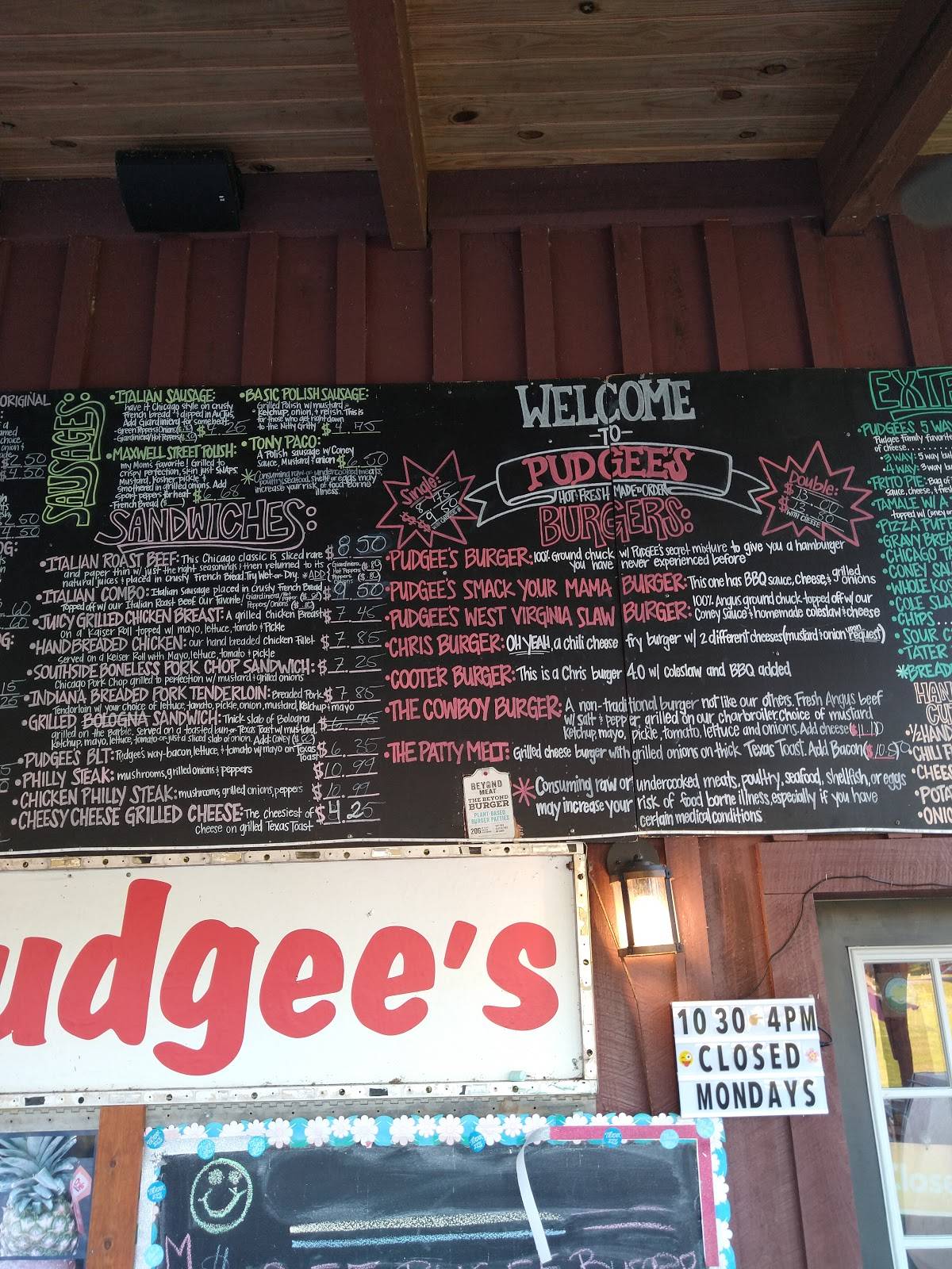 Menu at Pudgee's Eatery and Market restaurant, Floral City