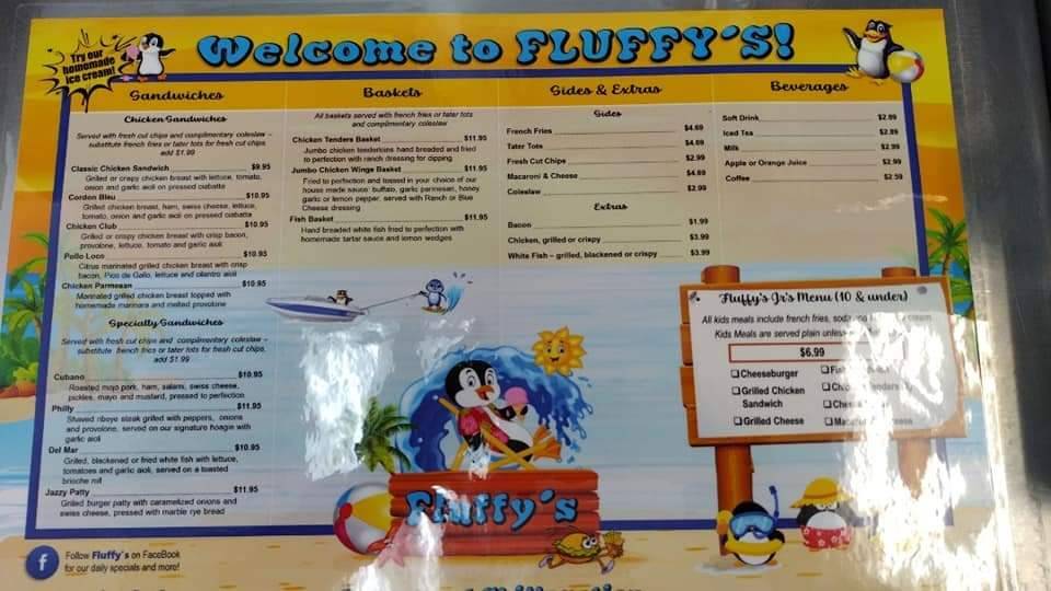 Menu at Fluffy's desserts, Winter Haven