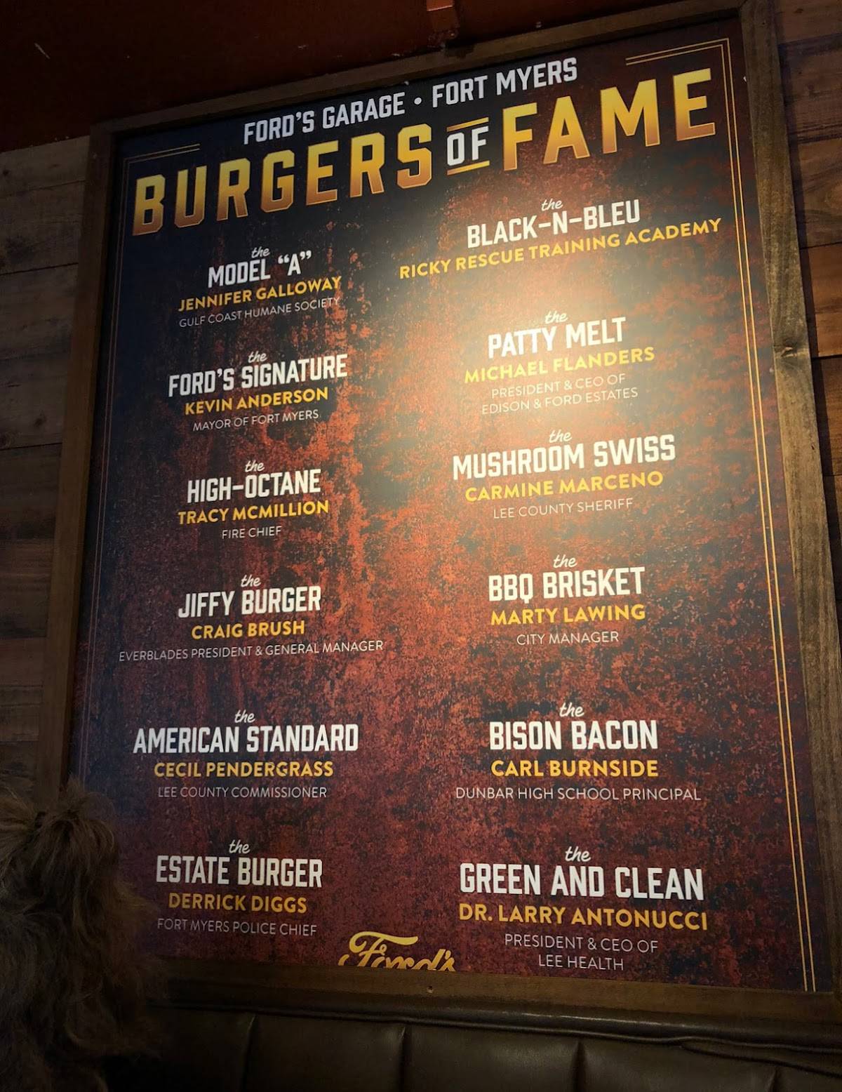 Menu at Ford's Garage Ft. Myers pub & bar, Fort Myers, First St
