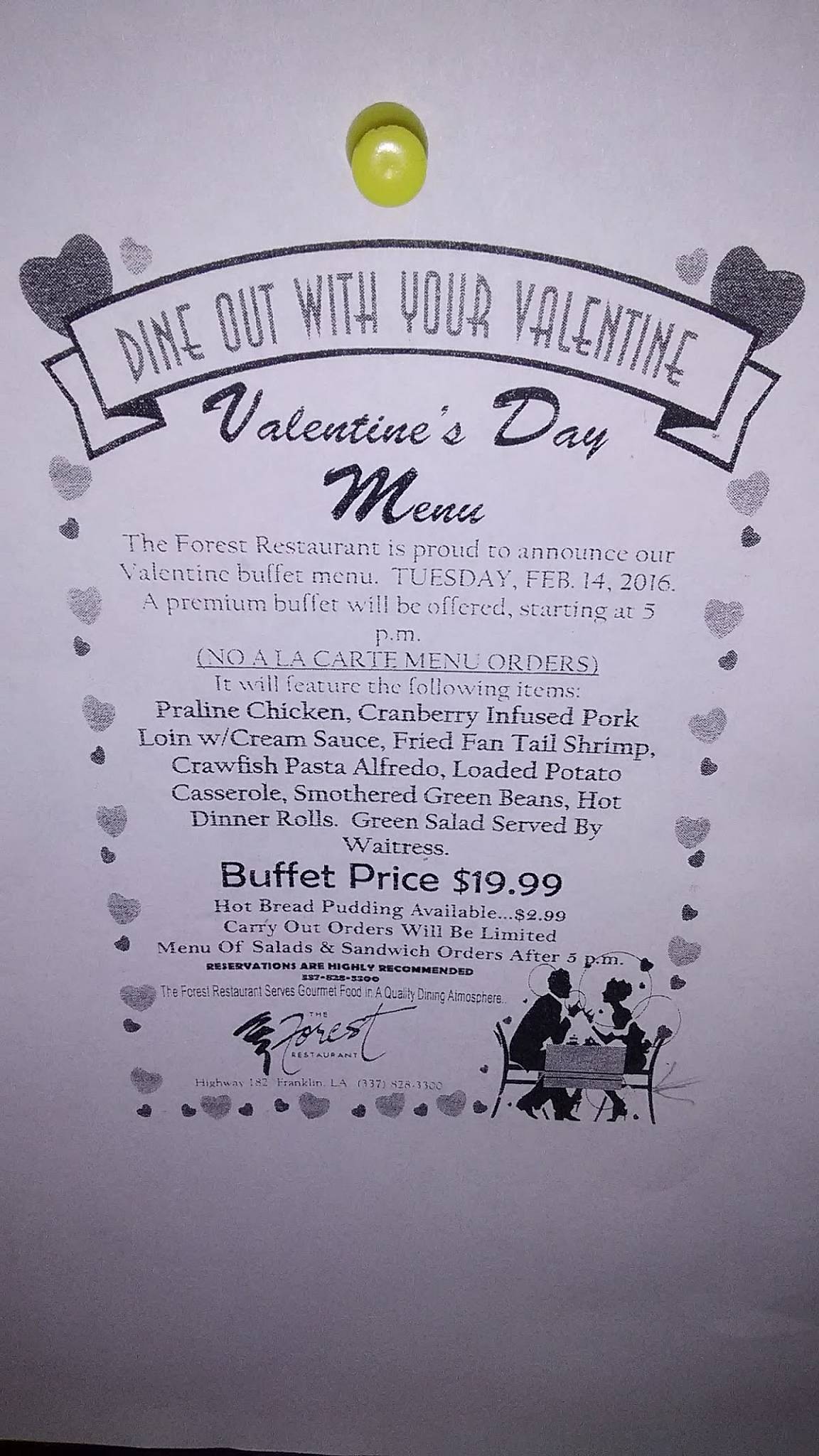 Menu at Forest Restaurant, Franklin