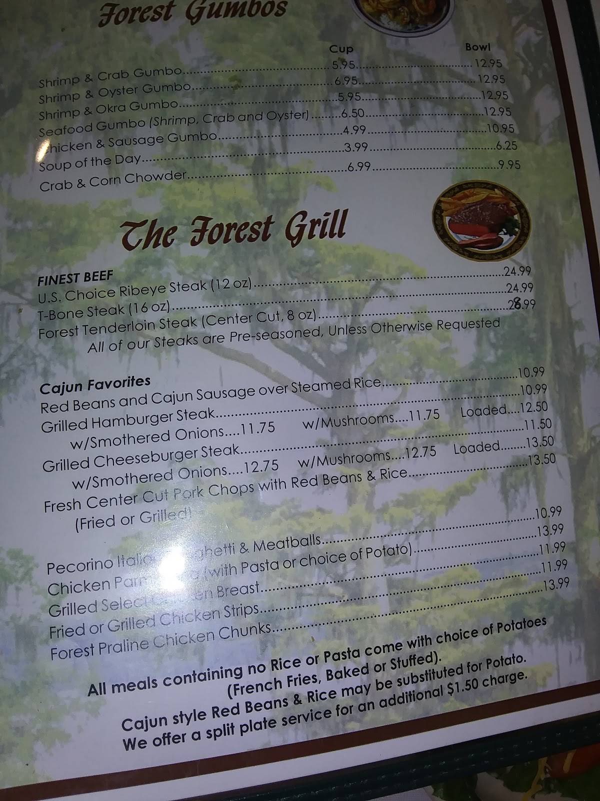 Menu at Forest Restaurant, Franklin