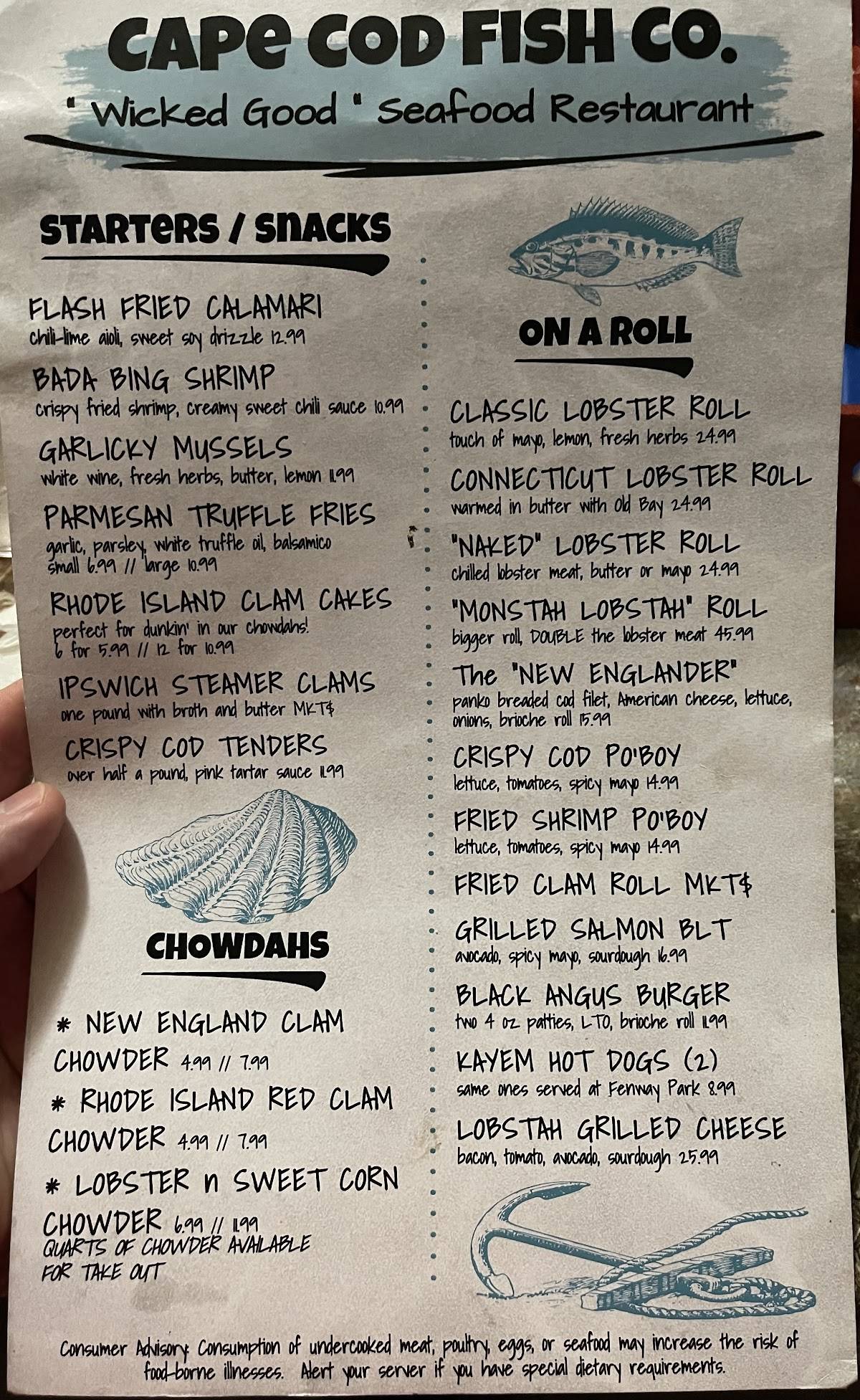 Menu at Cape Cod Fish Co restaurant, Fort Myers