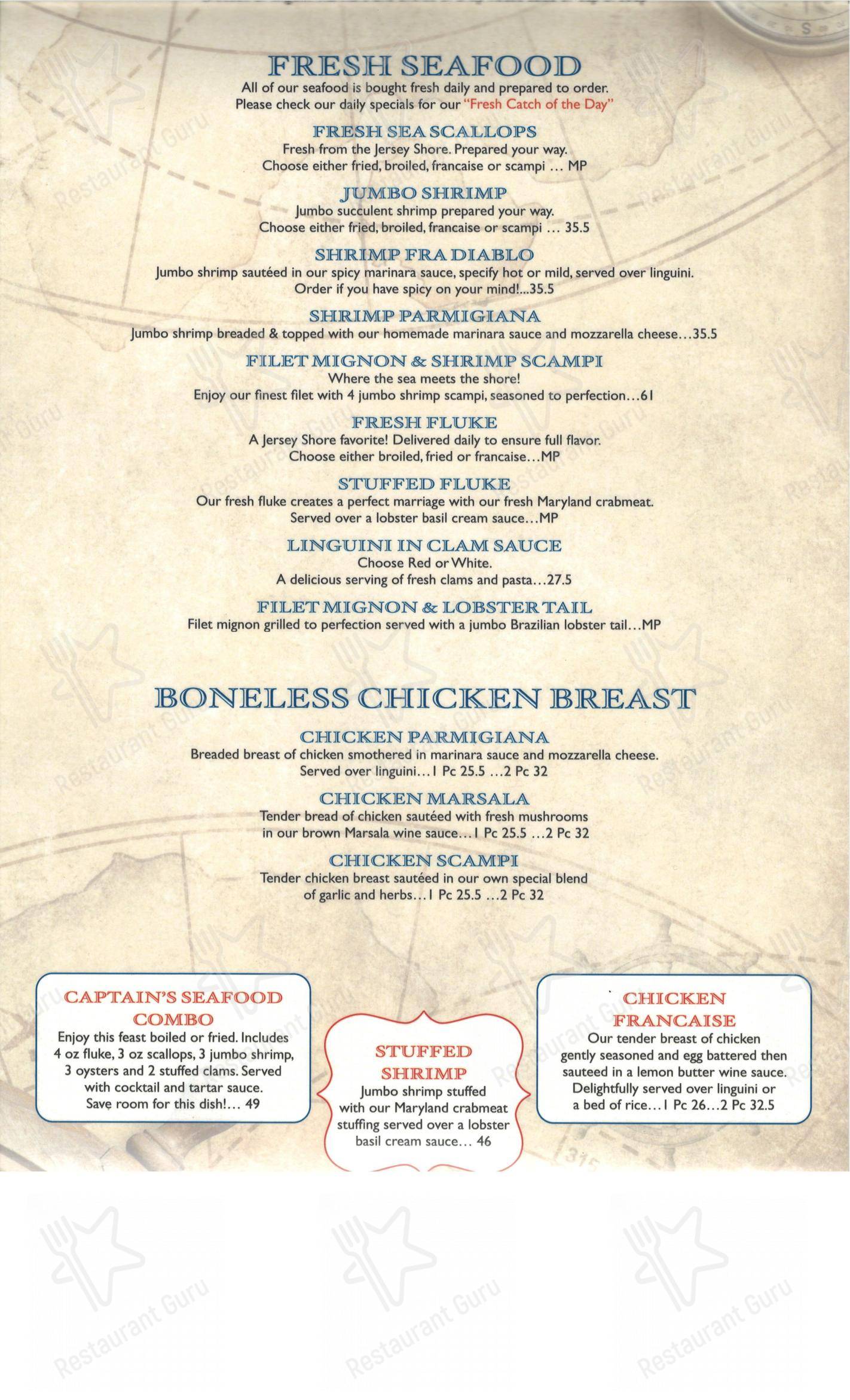 Menu at Four Winds Restaurant, Manasquan