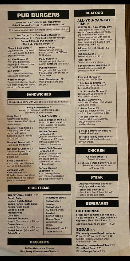 Menu at Foxy restaurant, McLeansboro