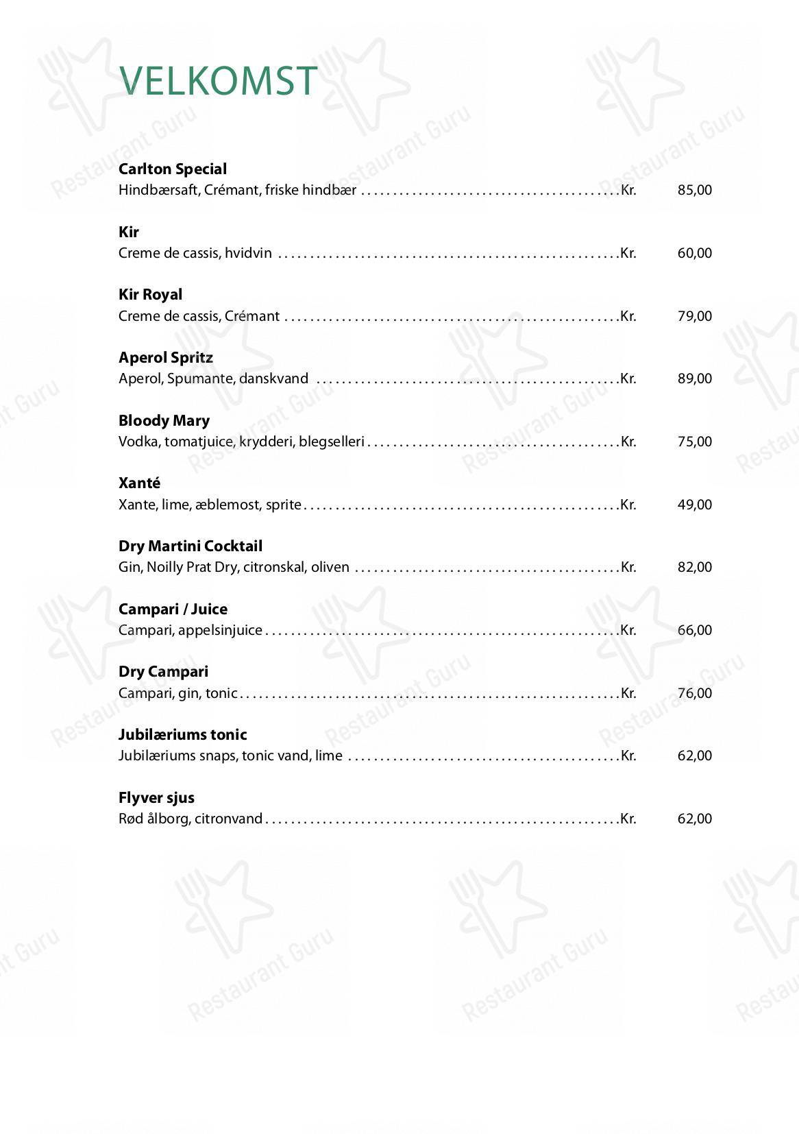 Menu at Hansens Gamle Familiehave restaurant, Frederiksberg, Pile Allé 10