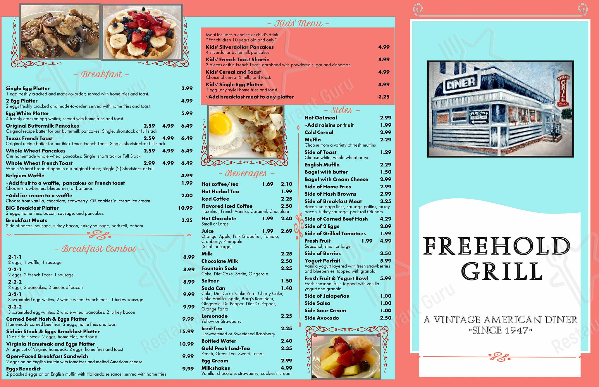 Menu at Roberto's Freehold Grill restaurant, Freehold