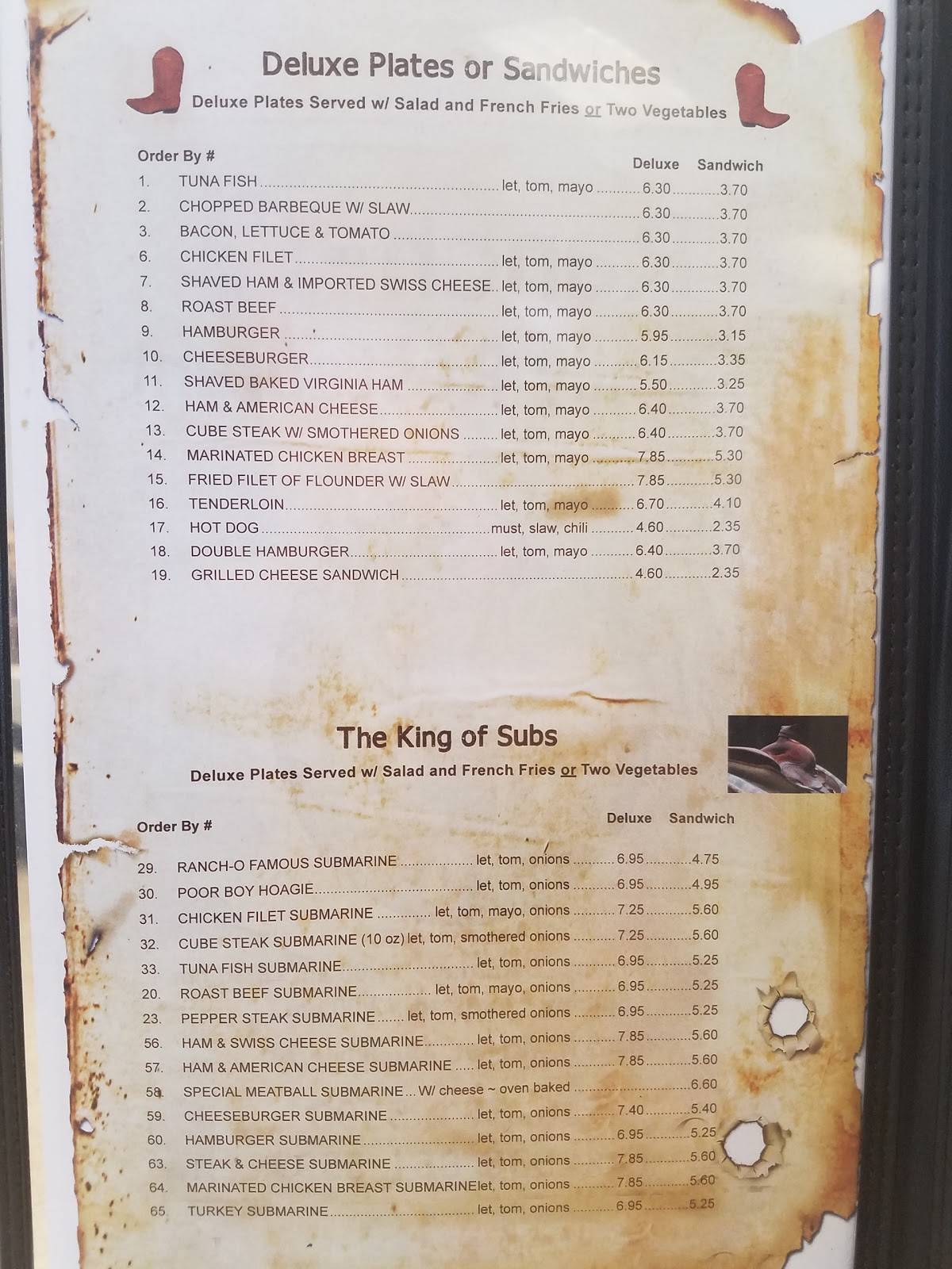 Menu at G & N Rancho restaurant, Archdale