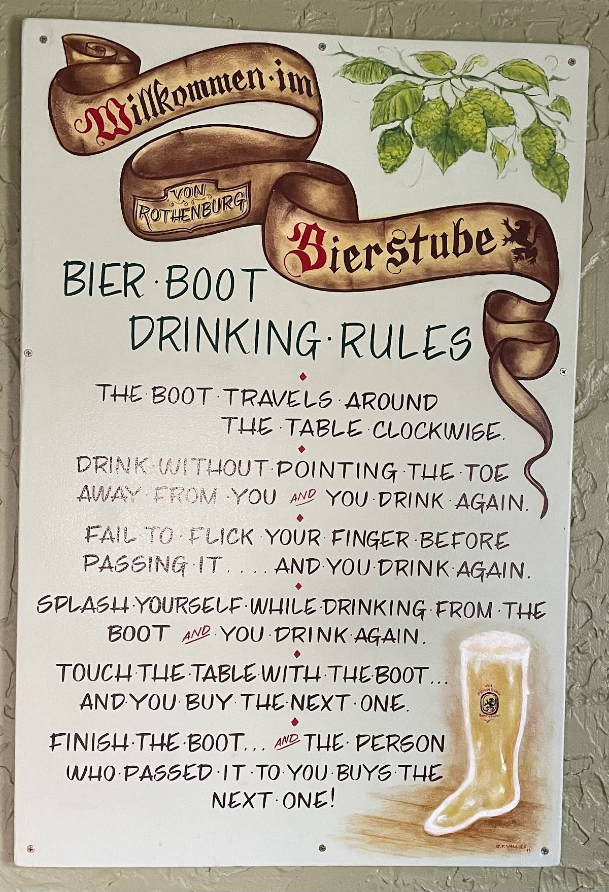 Menu at Von Rothenburg Bier Stube pub & bar, Germantown
