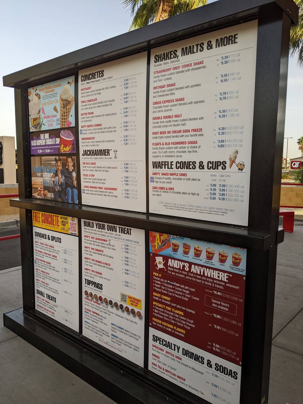 Menu at Andy's Frozen Custard desserts, Gilbert