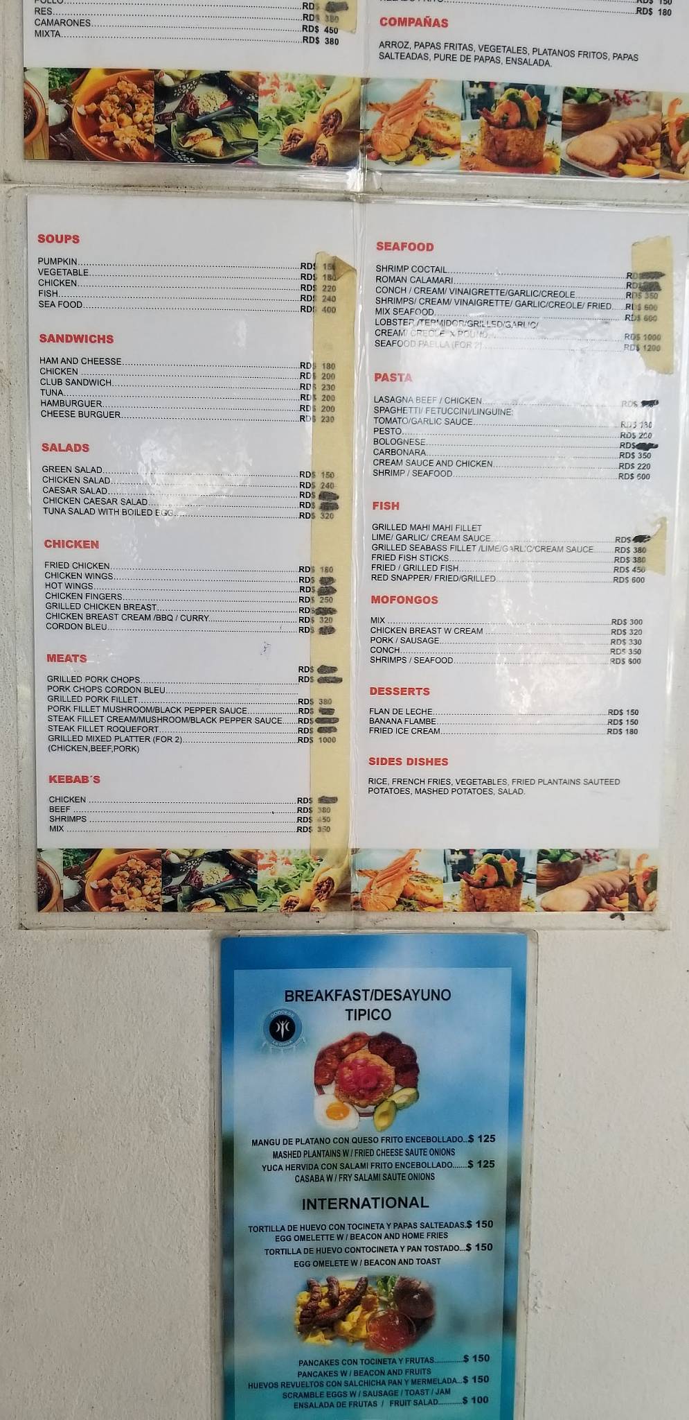 Menu at Goddess Beach Club, Cabarete