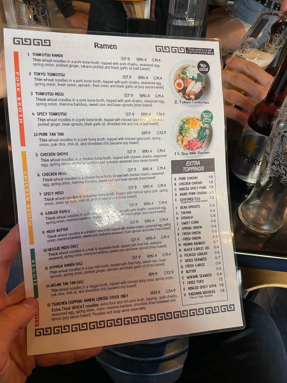Menu at Goemon Ramen Bar, Brighton