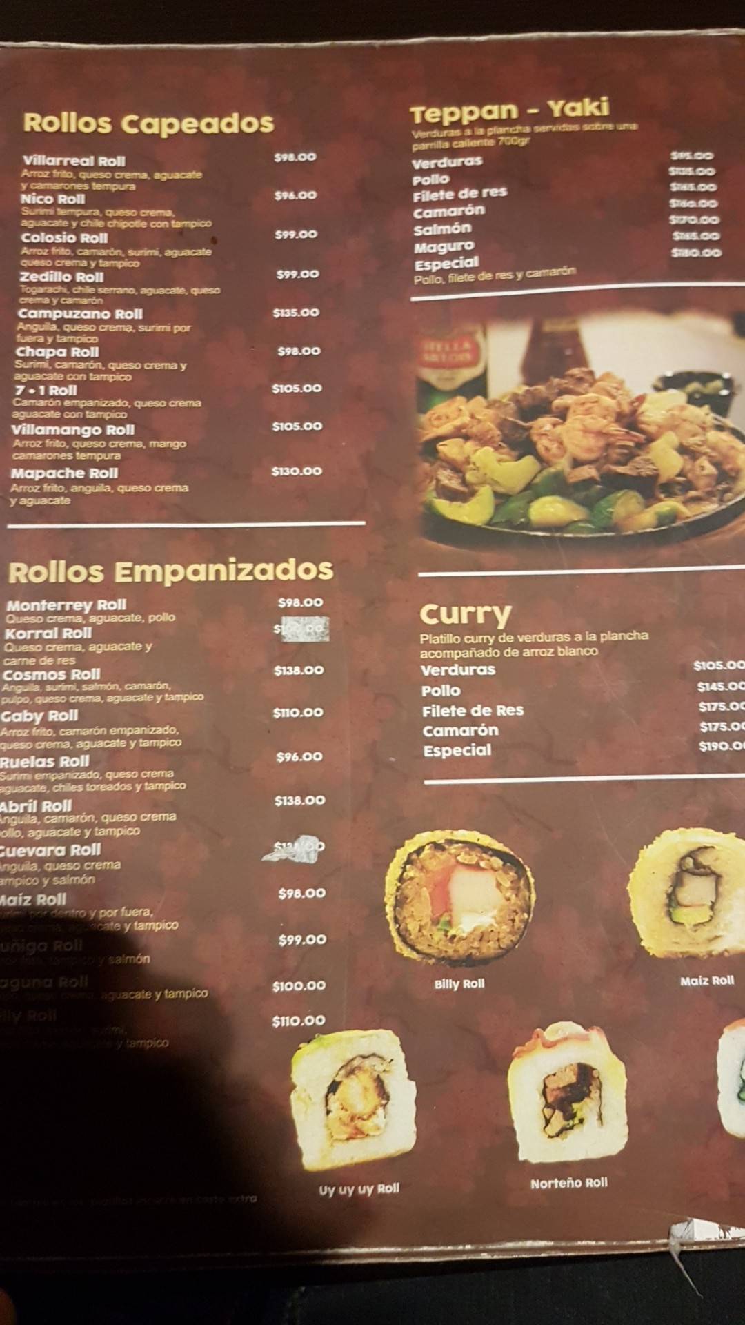 Carta de Koto Sushi Bar Gómez, Gómez Palacio