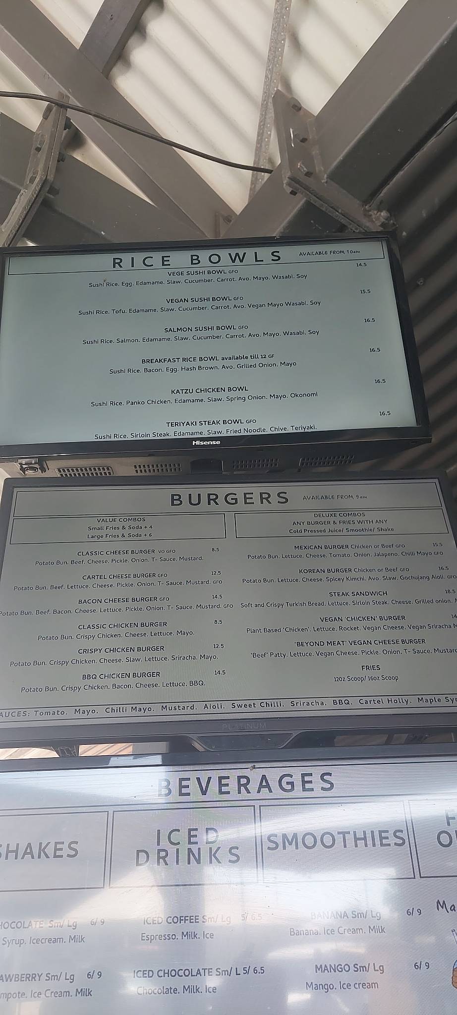 Menu at Good Cartel cafe, Broome