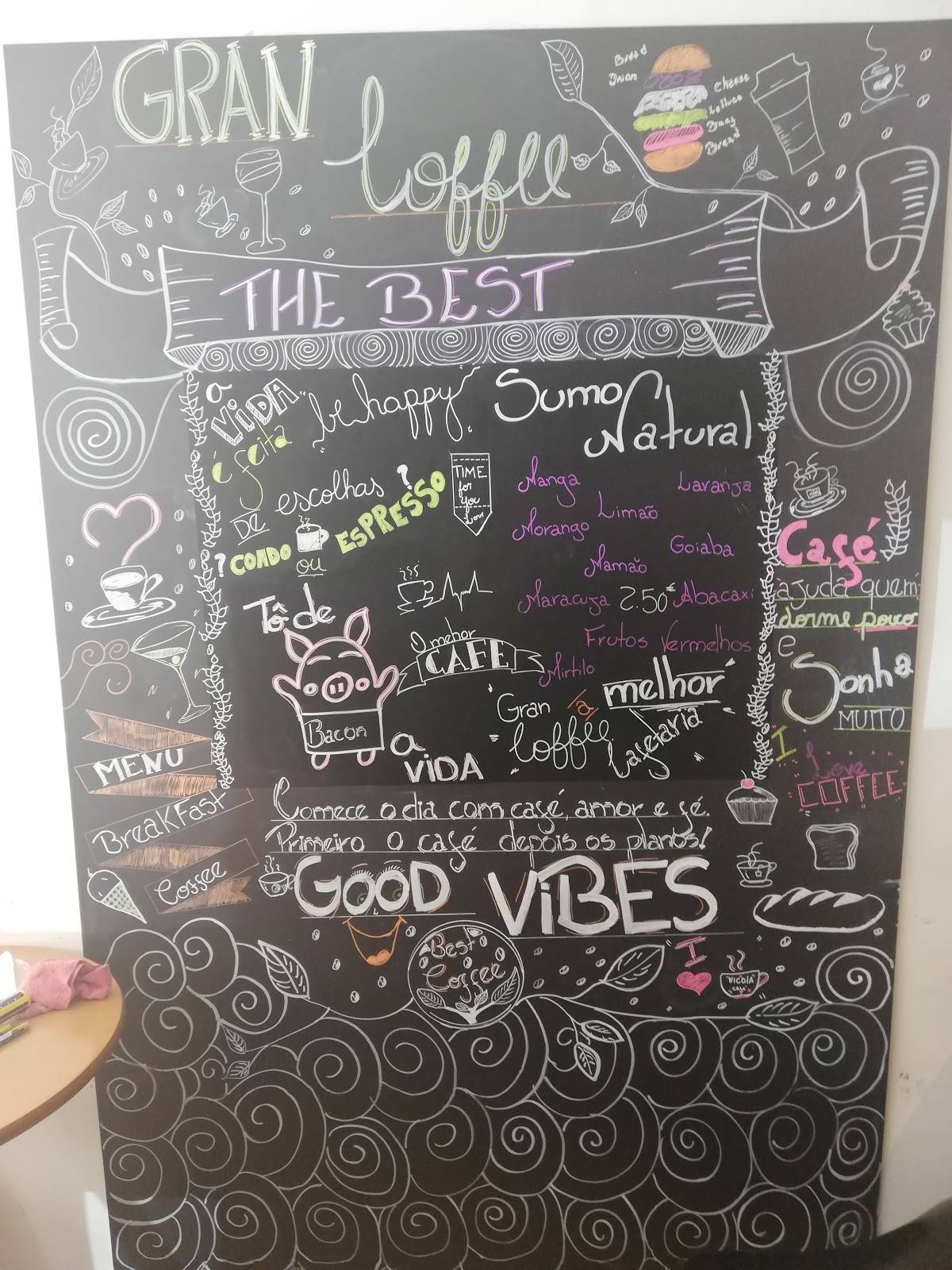 Menu at Gran Coffee cafeteria, Lisbon