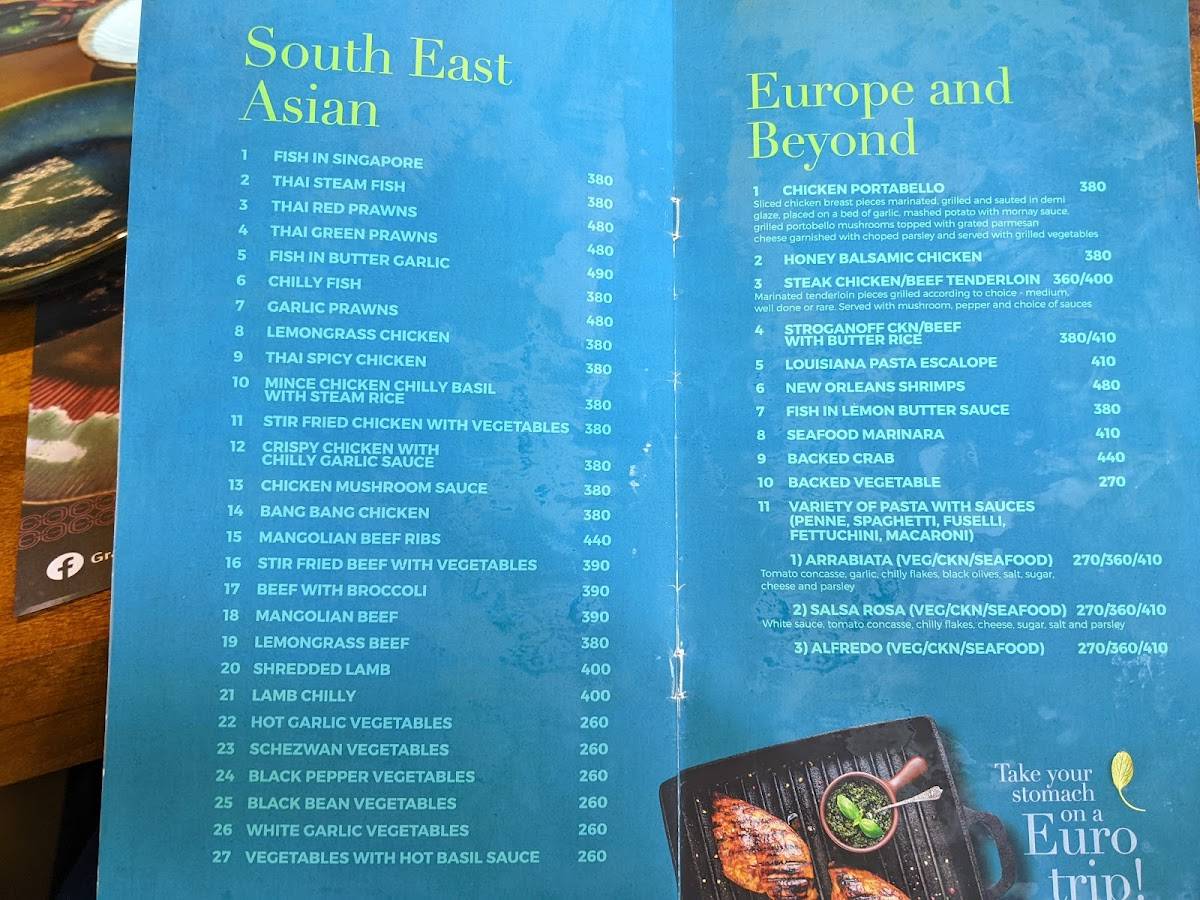 Menu at Grand Entree, Ernakulam