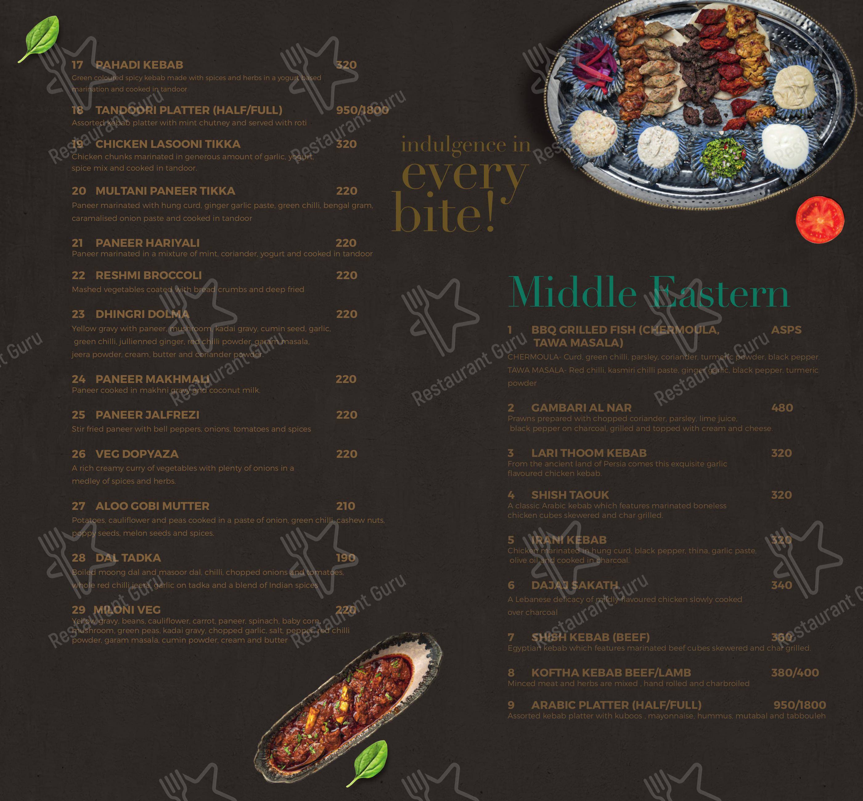 Menu at Grand Entree, Ernakulam