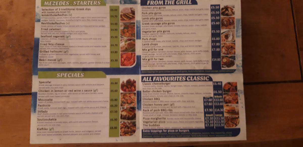 Menu at Greek Flavours restaurant, Swansea