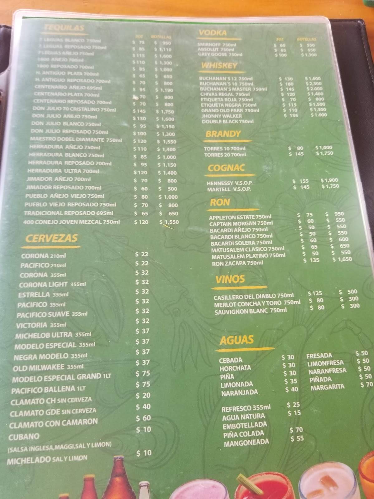 Carta del restaurante Mariscos El Memin, Guadalajara, Av Paseo del la ...