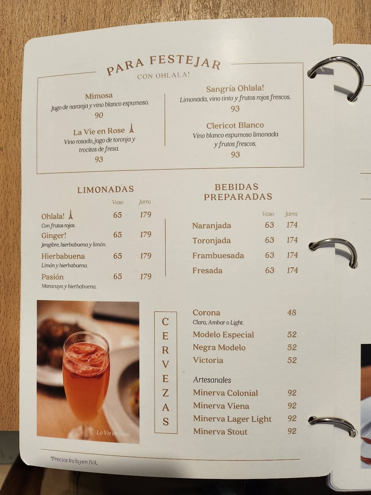 Carta de Ohlala Panadería Bistró Valle Real, Guadalajara
