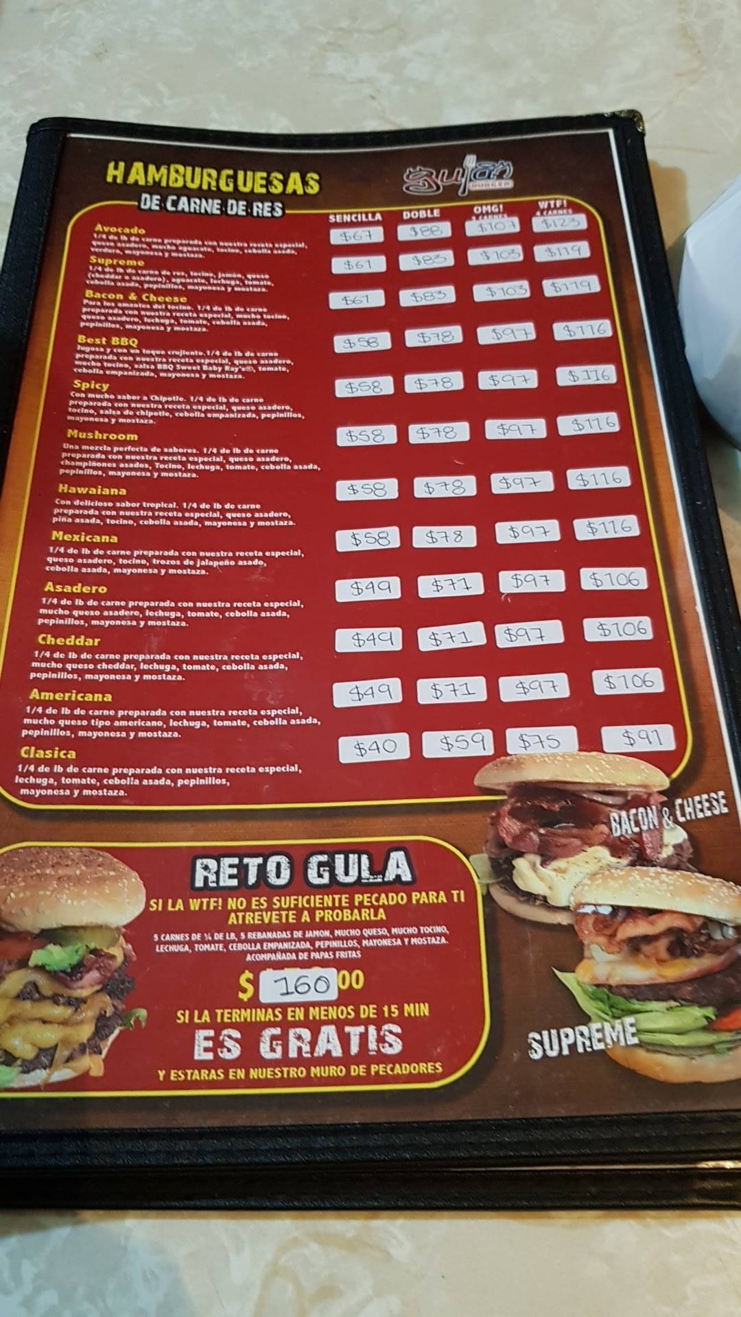 Carta del restaurante Gula Burger - Piedras Negras, Piedras Negras