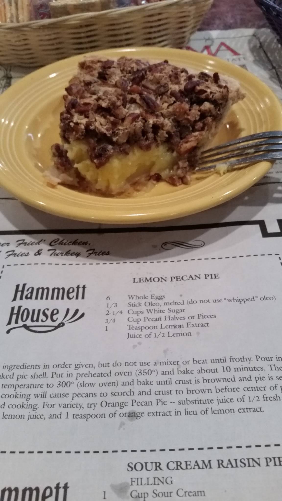 Menu at Hammett House Restaurant, Claremore
