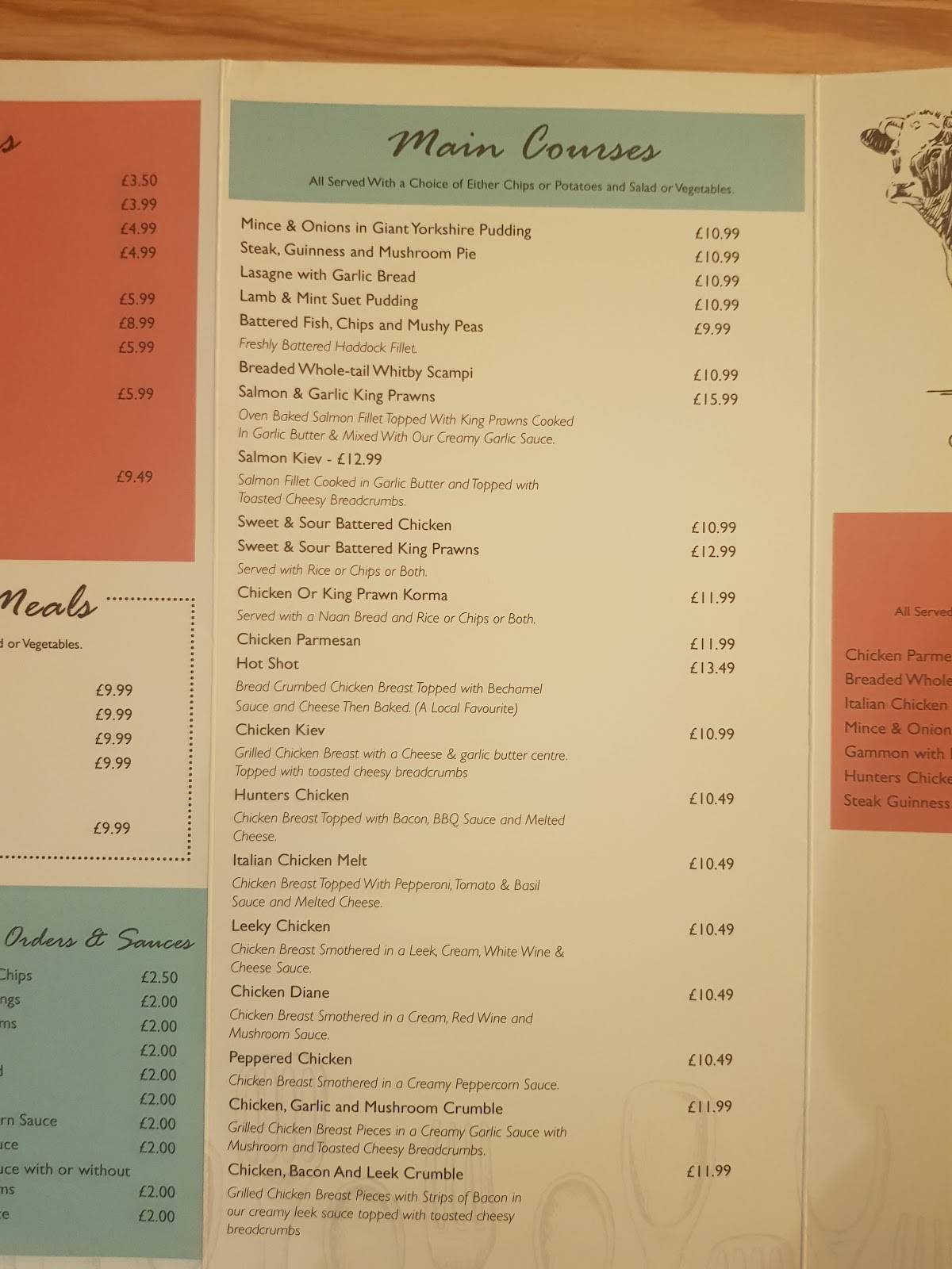 Menu at Spotted Cow pub & bar, Hartlepool, 31 The Grn