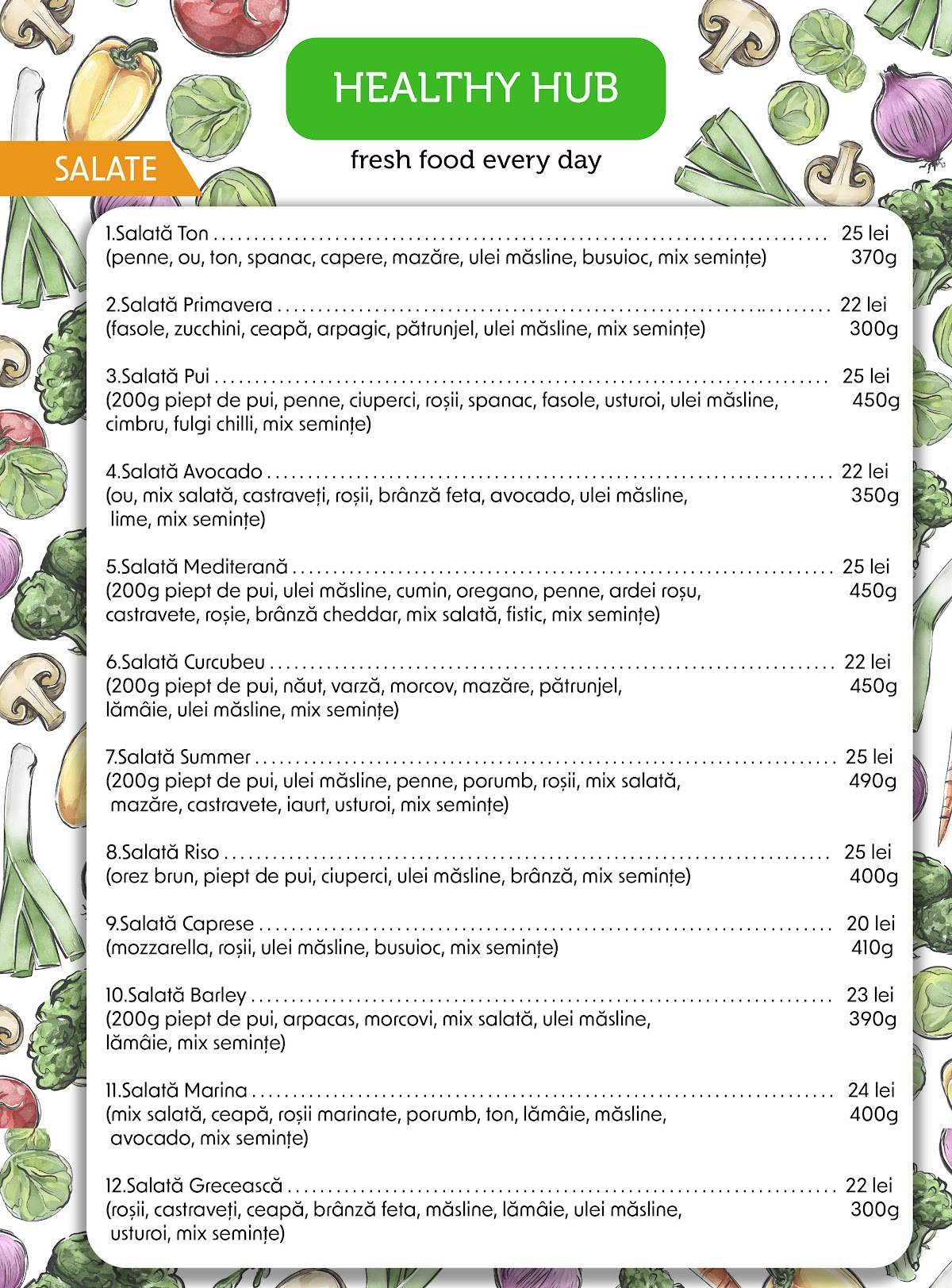 Menu at Healthy Hub Dej, Dej