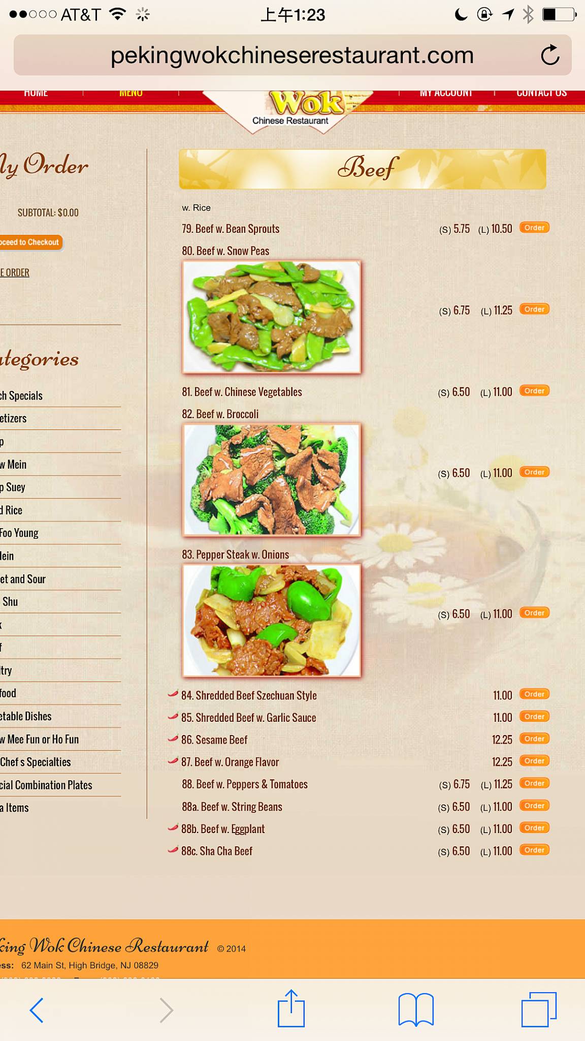 Menu at Peking Wok restaurant, High Bridge, 62 Main St