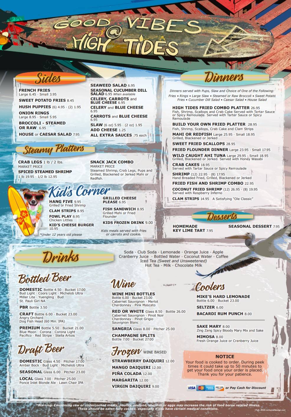 Menu at High Tides At Snack Jack pub & bar, Flagler Beach