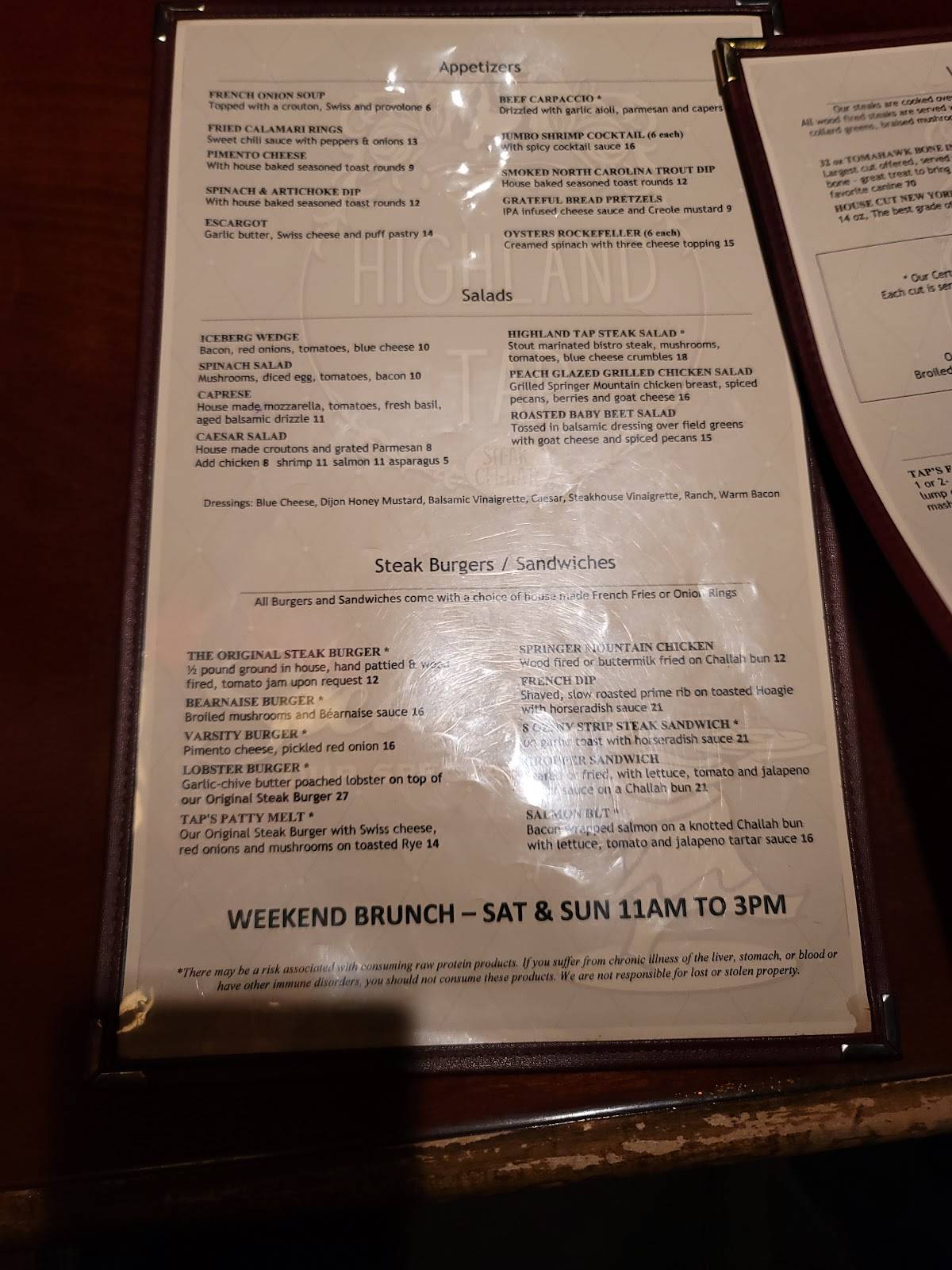 Menu at Highland Tap pub & bar, Atlanta