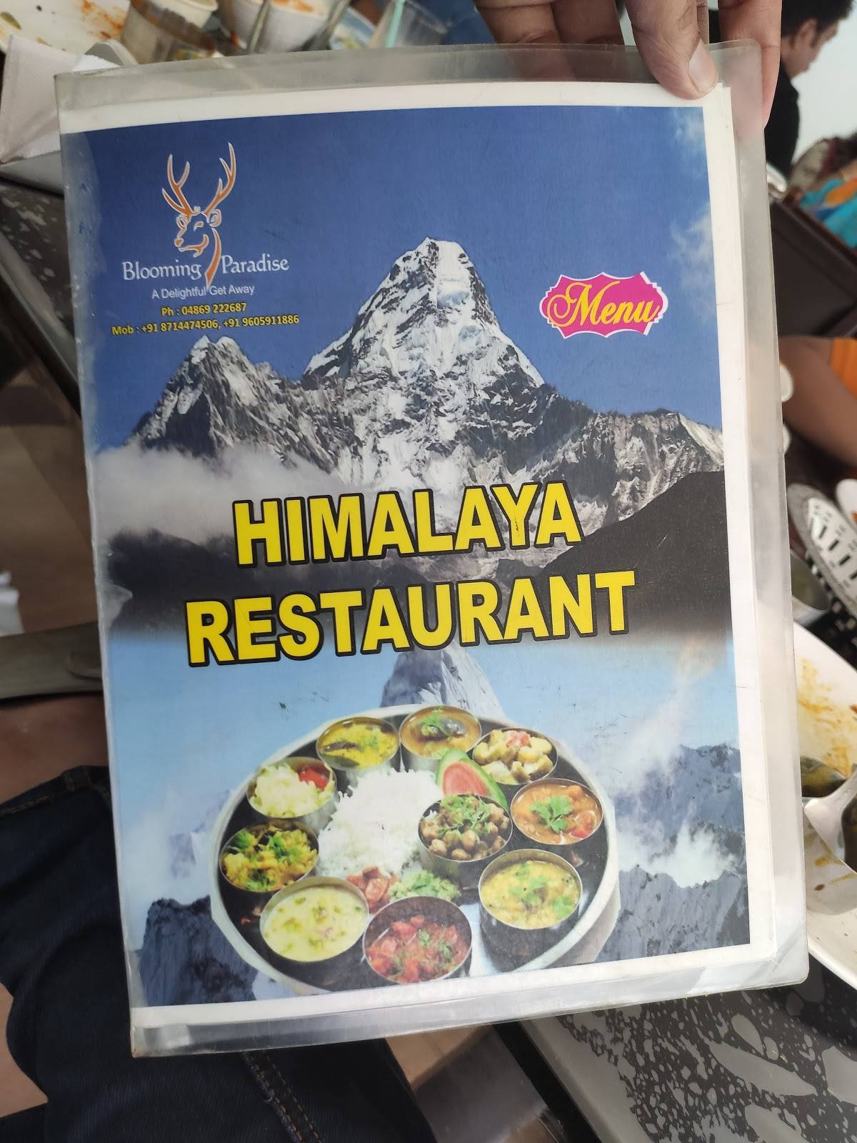 Menu at Himalaya, Kumily