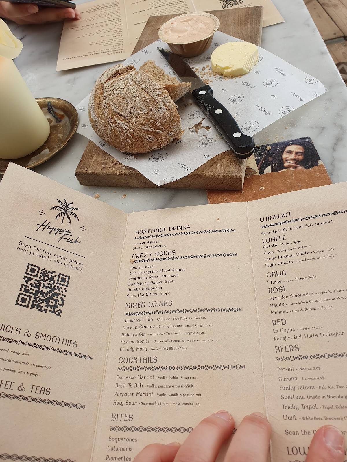 Menu at Hippie Fish, Zandvoort