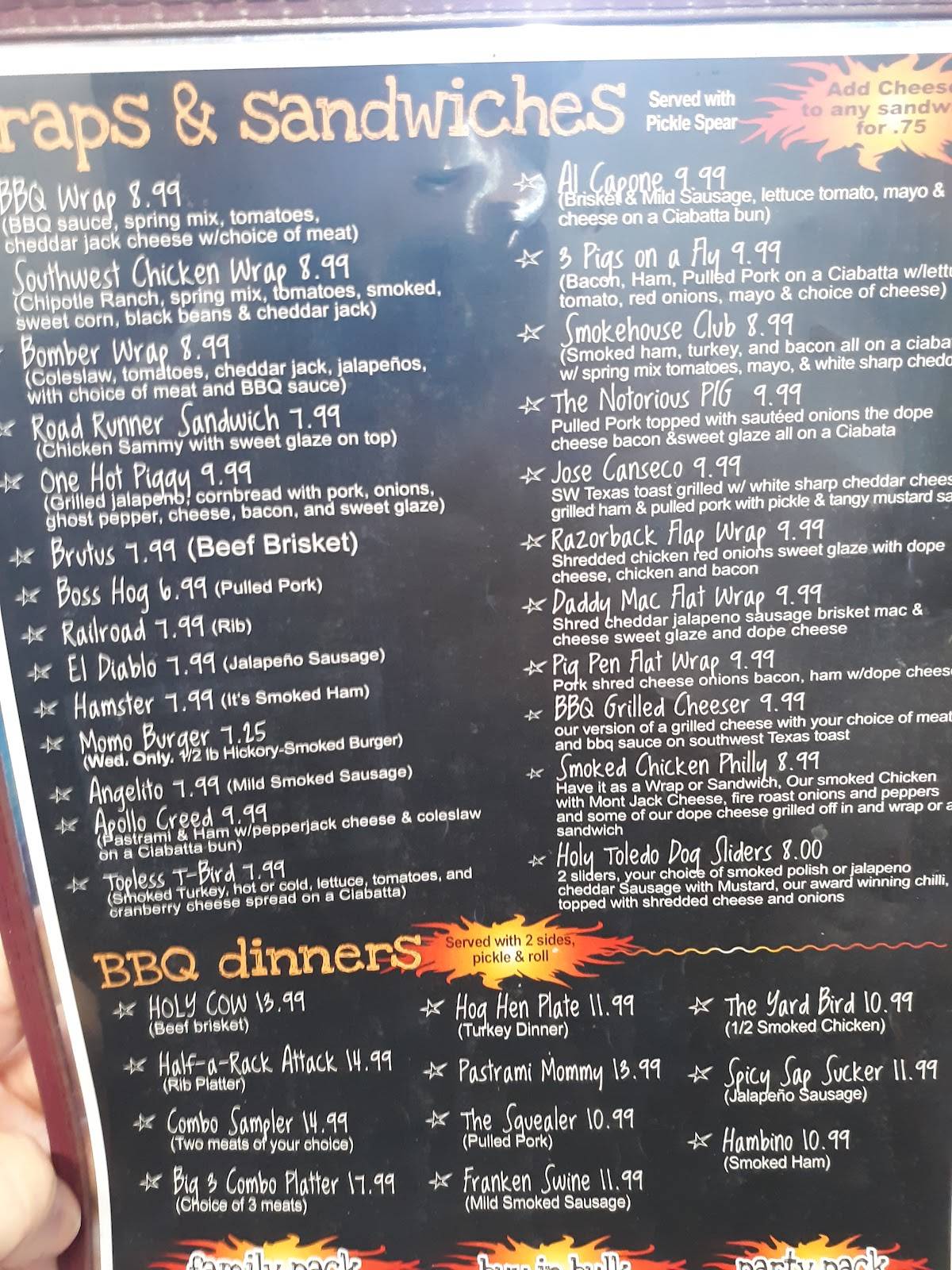 Menu at Holy Smokes BBQ, Mountain Home, 400 AR-201