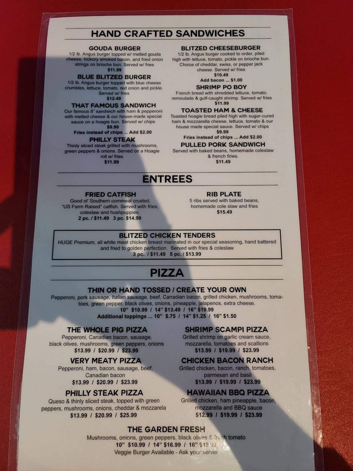 Menu at The Blitzed Pig pub & bar, Hot Springs