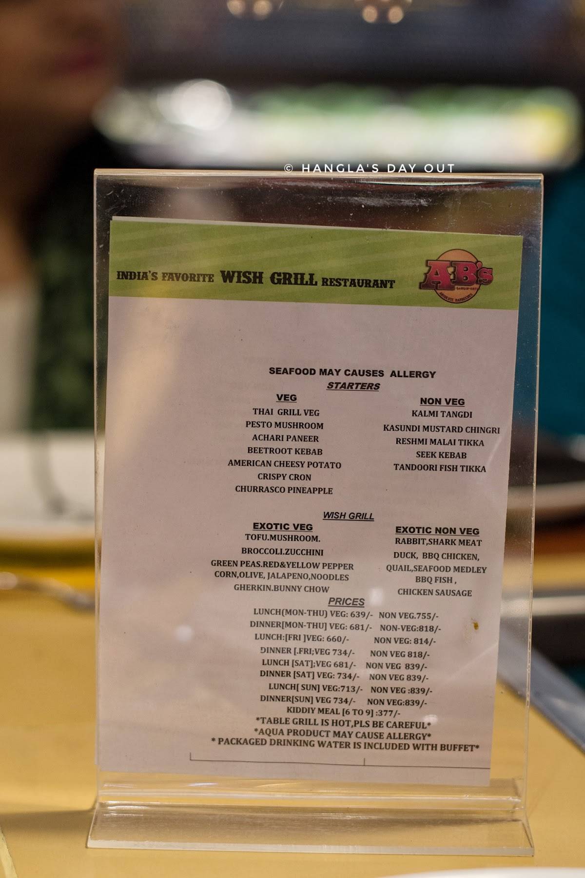 Menu at AB's - Absolute Barbecues Avani Mall, Kolkata, Howrah