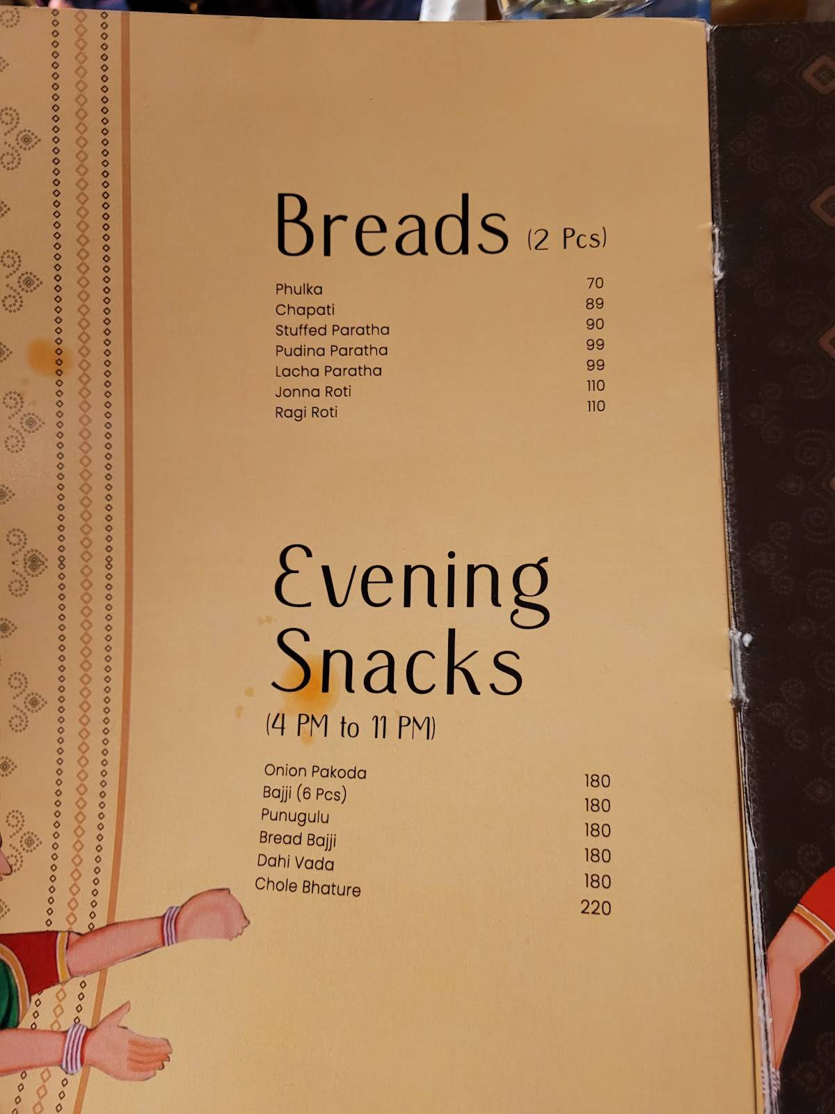 Menu at Itlu, Hyderabad