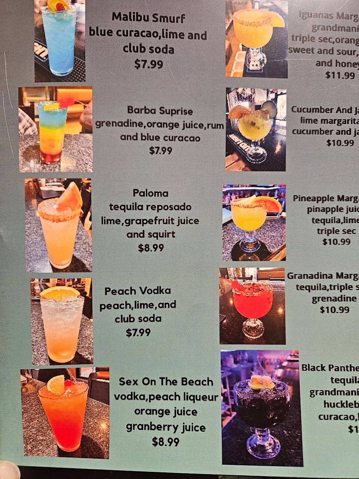 Menu at Iguanas Mexican Grill restaurant, Crystal City