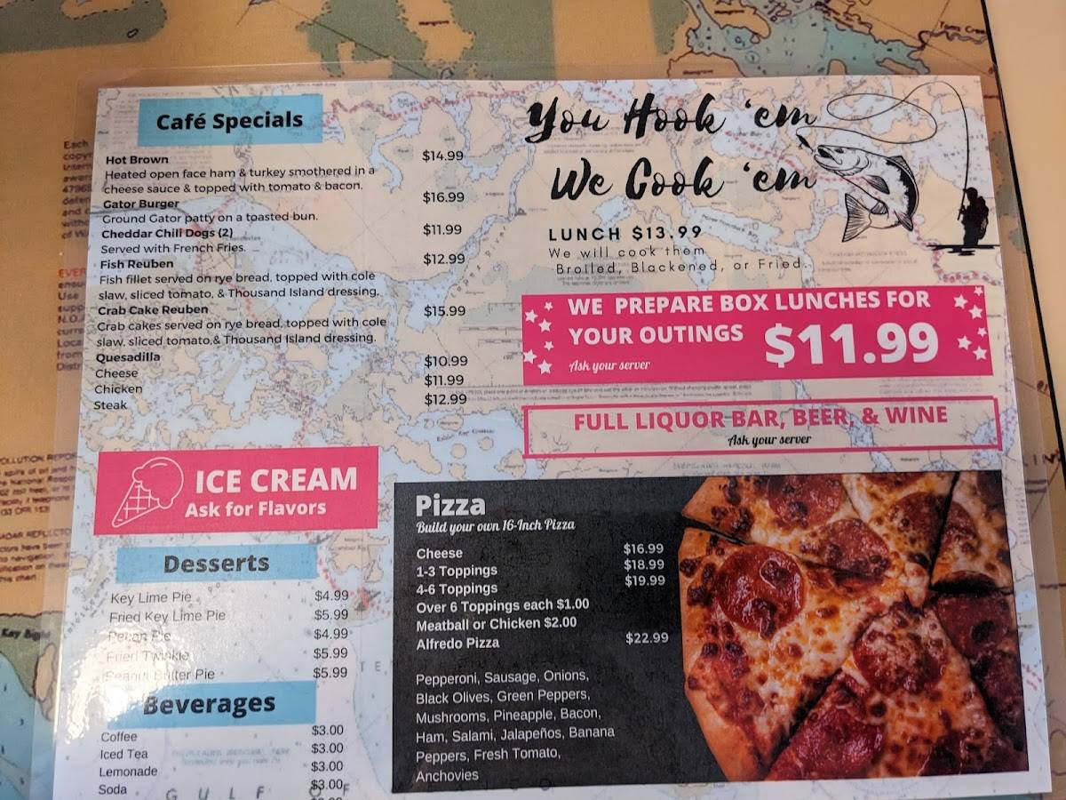 Menu at Island Cafe, Everglades City